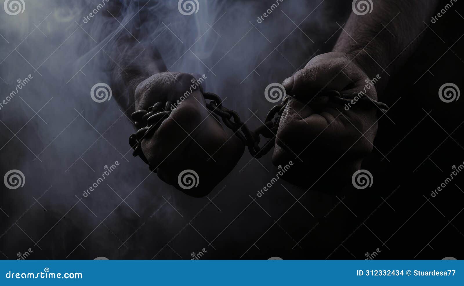 Chained Hands in Mist stock photo. Image of moody, rights - 312332434