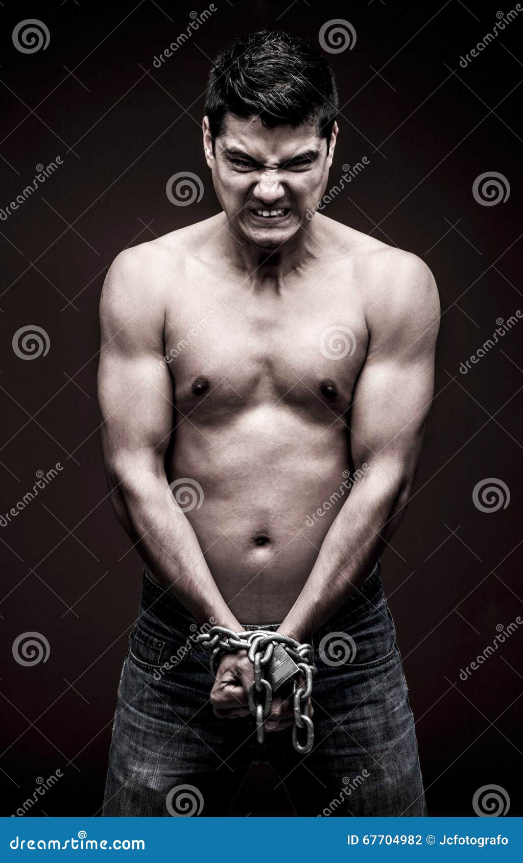 Chained man stock photo. Image of restraining, depression - 67704982