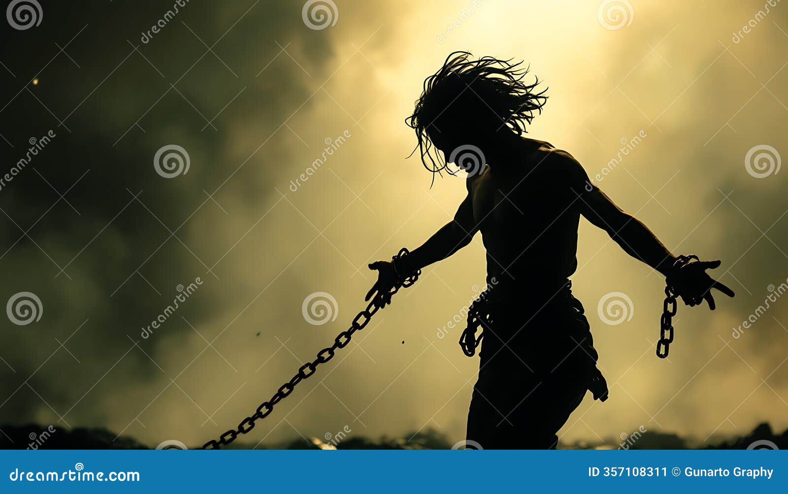 Chained Man Silhouette Dramatic Sunset Shadow Image Editorial Photo ...