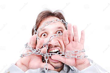 Chained screaming man stock image. Image of crime, conflict - 10178165