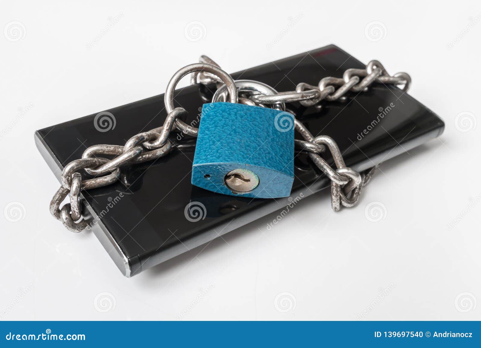Chained Smartphone with Lock - Mobile Phone Security Stock Photo ...