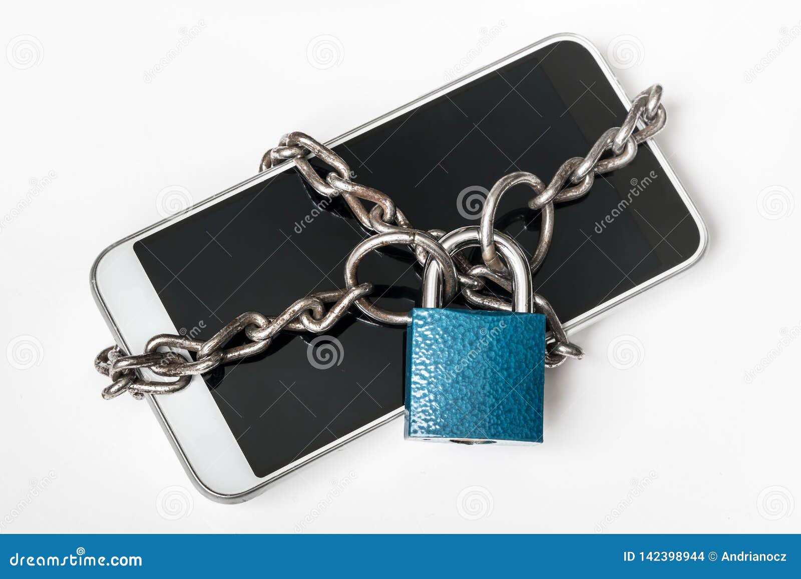 Chained Smartphone with Lock - Mobile Phone Security Stock Photo ...