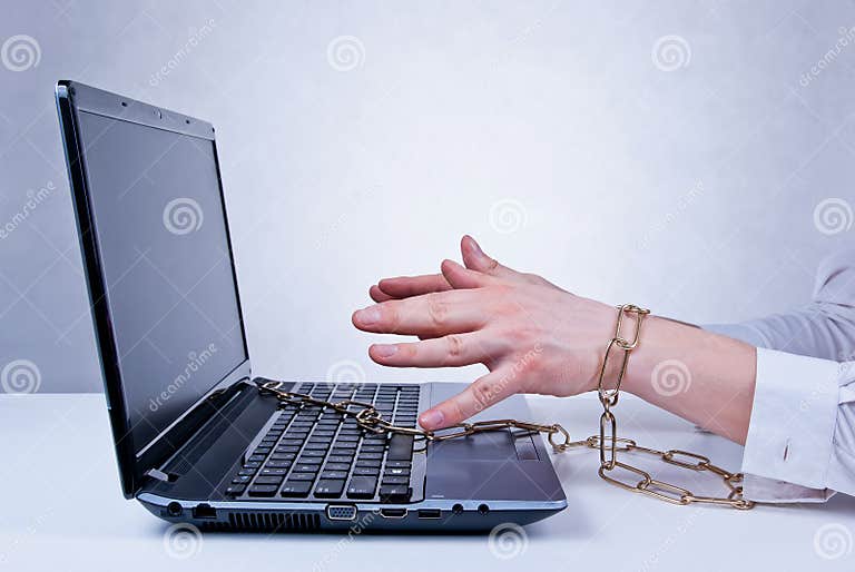 Chained to the computer stock image. Image of overtime - 38403269