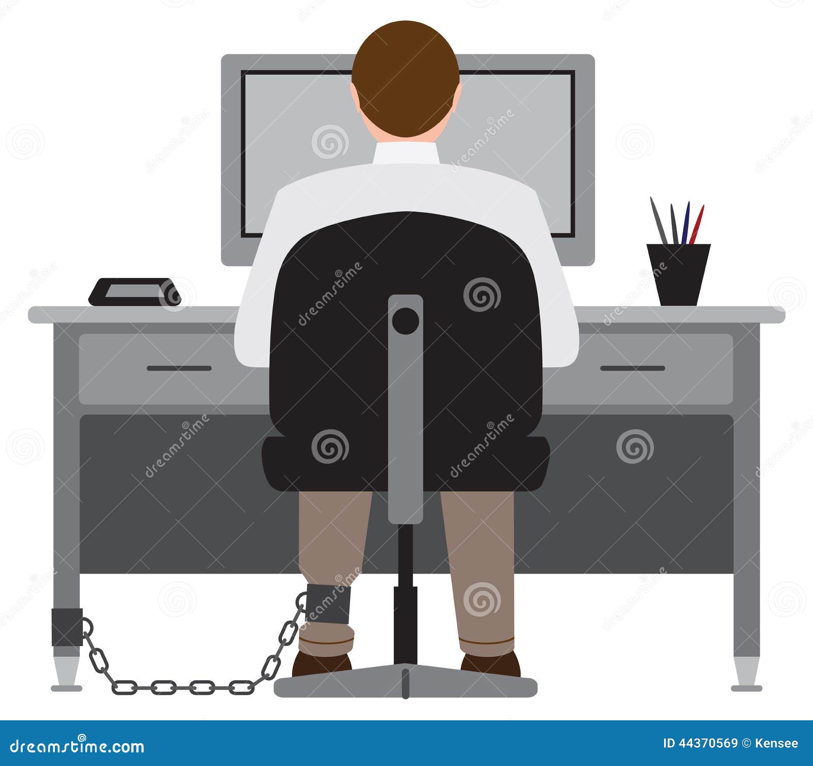 Chained to the Desk stock vector. Illustration of occupation - 44370569