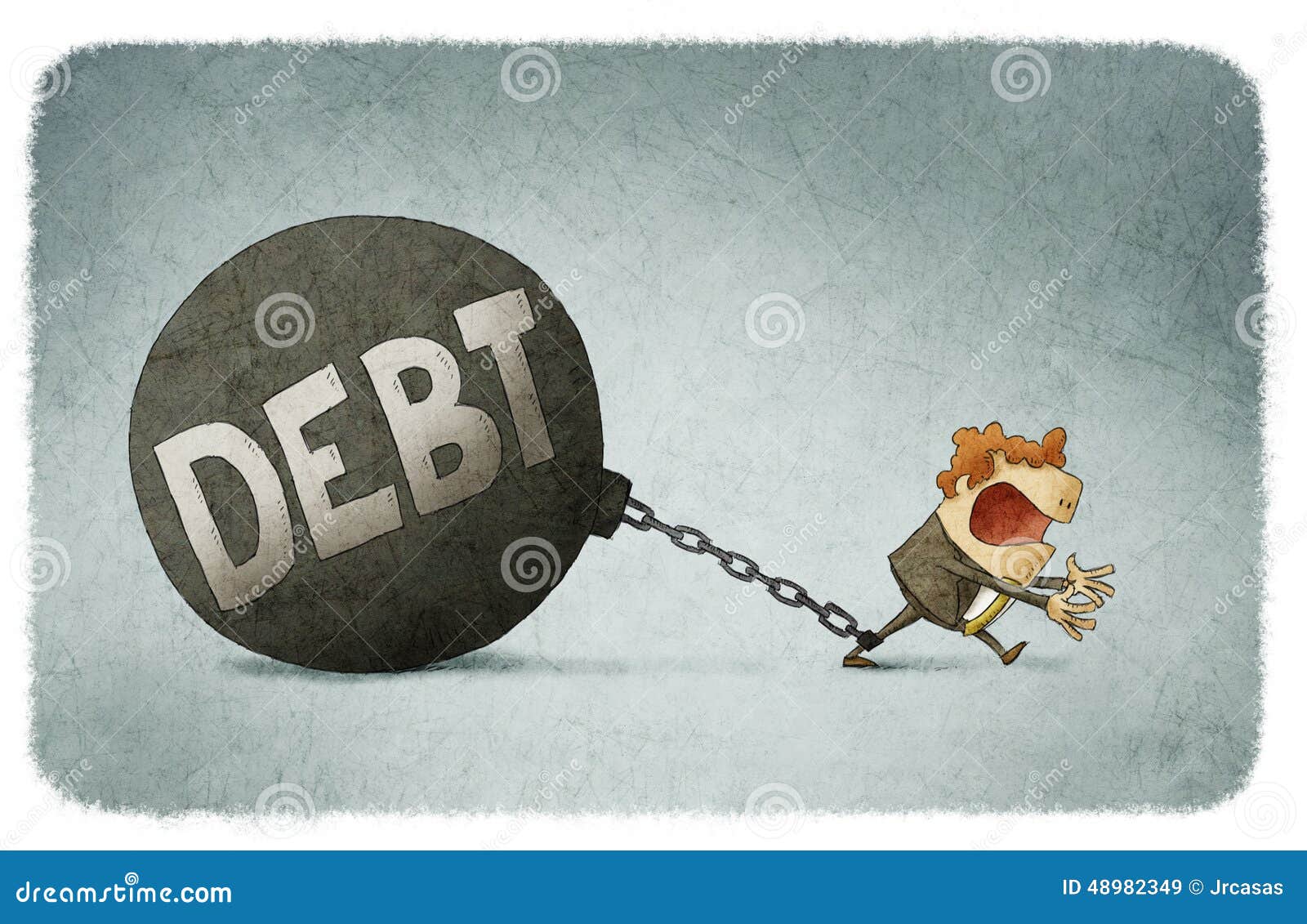 Chained to his debts stock illustration. Illustration of drawing - 48982349