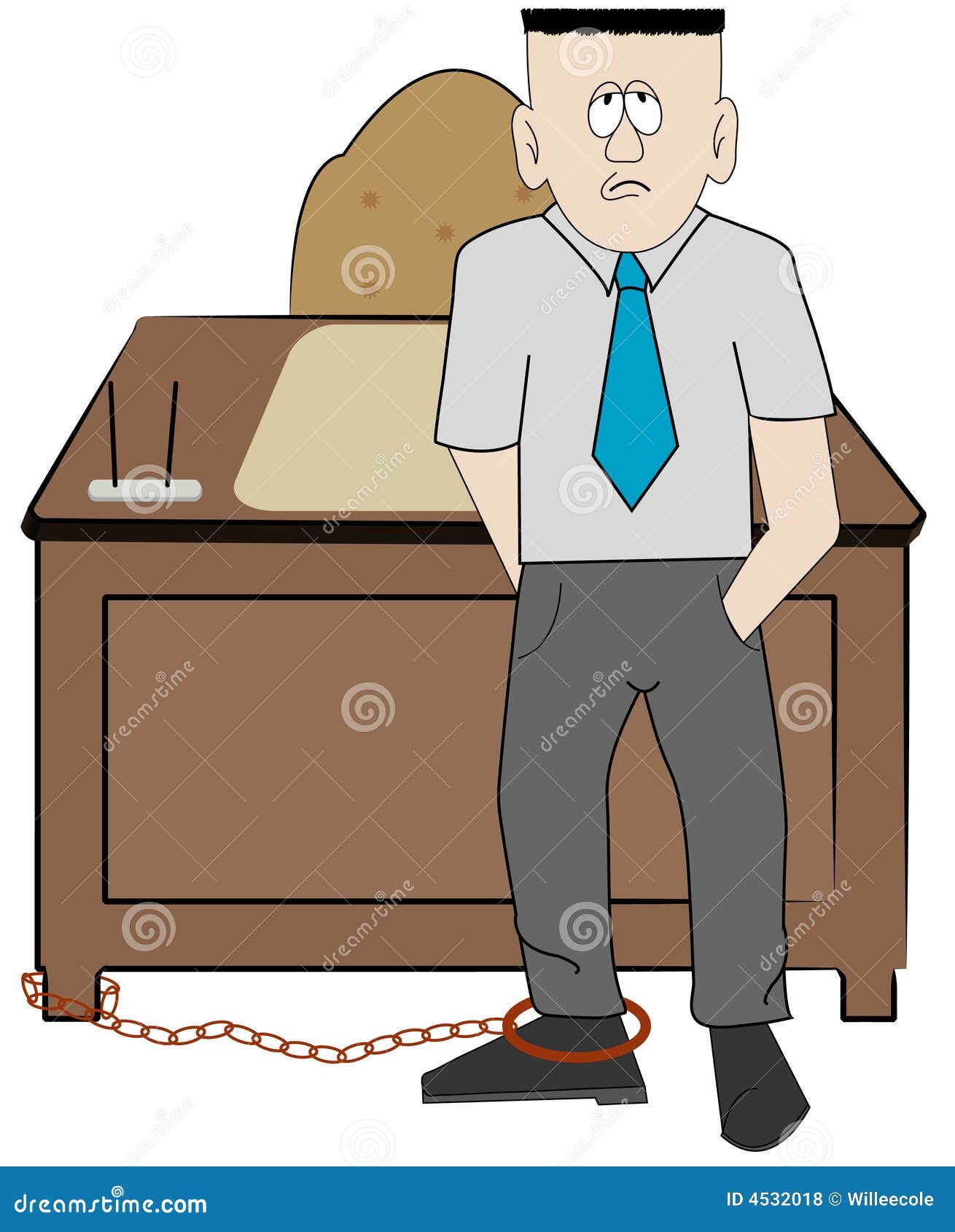 Chained to the job stock vector. Illustration of desk - 4532018