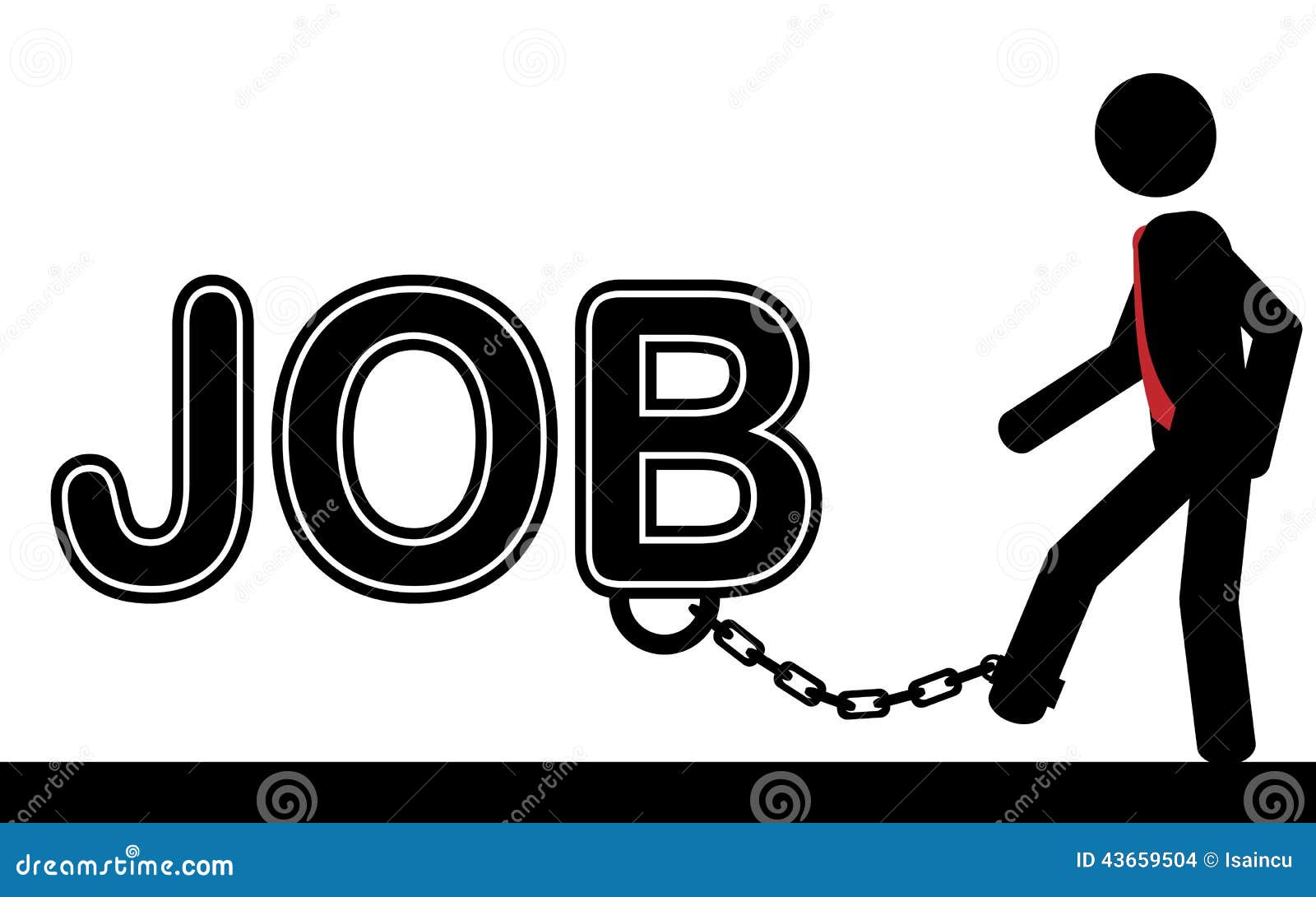 Chained to JOB stock vector. Illustration of overworked - 43659504