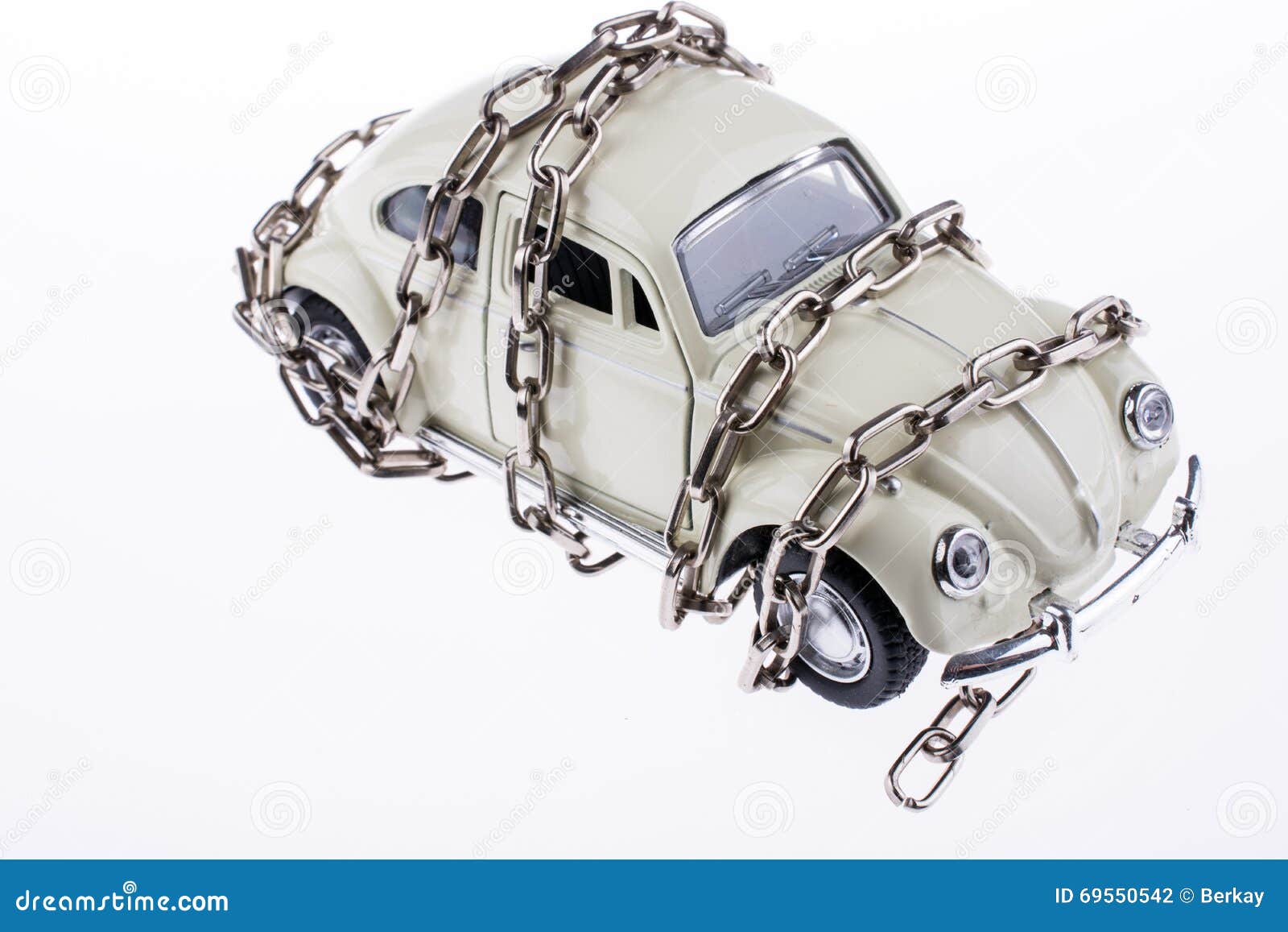 Chained white car stock photo. Image of automobile, chain - 69550542