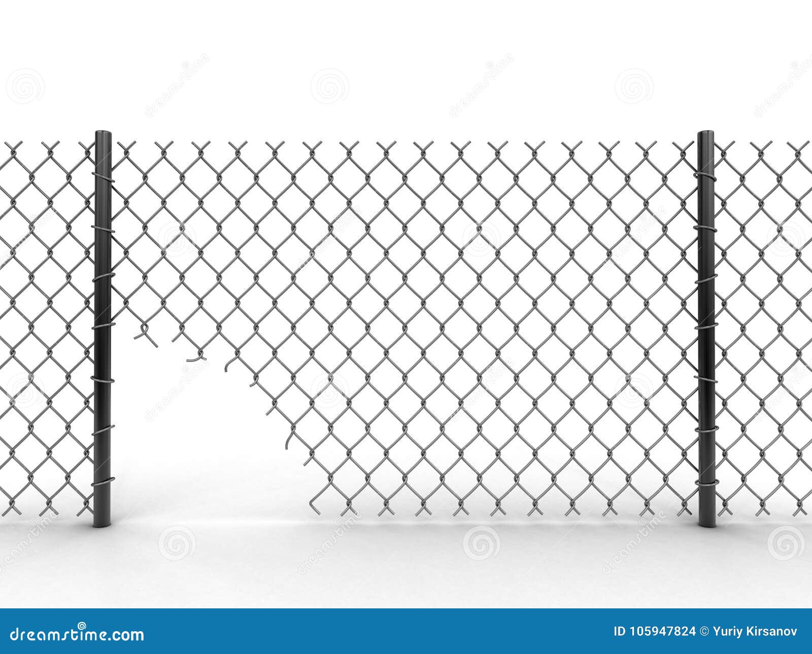 Chainlink fence with hole stock illustration. Illustration of chainlink ...