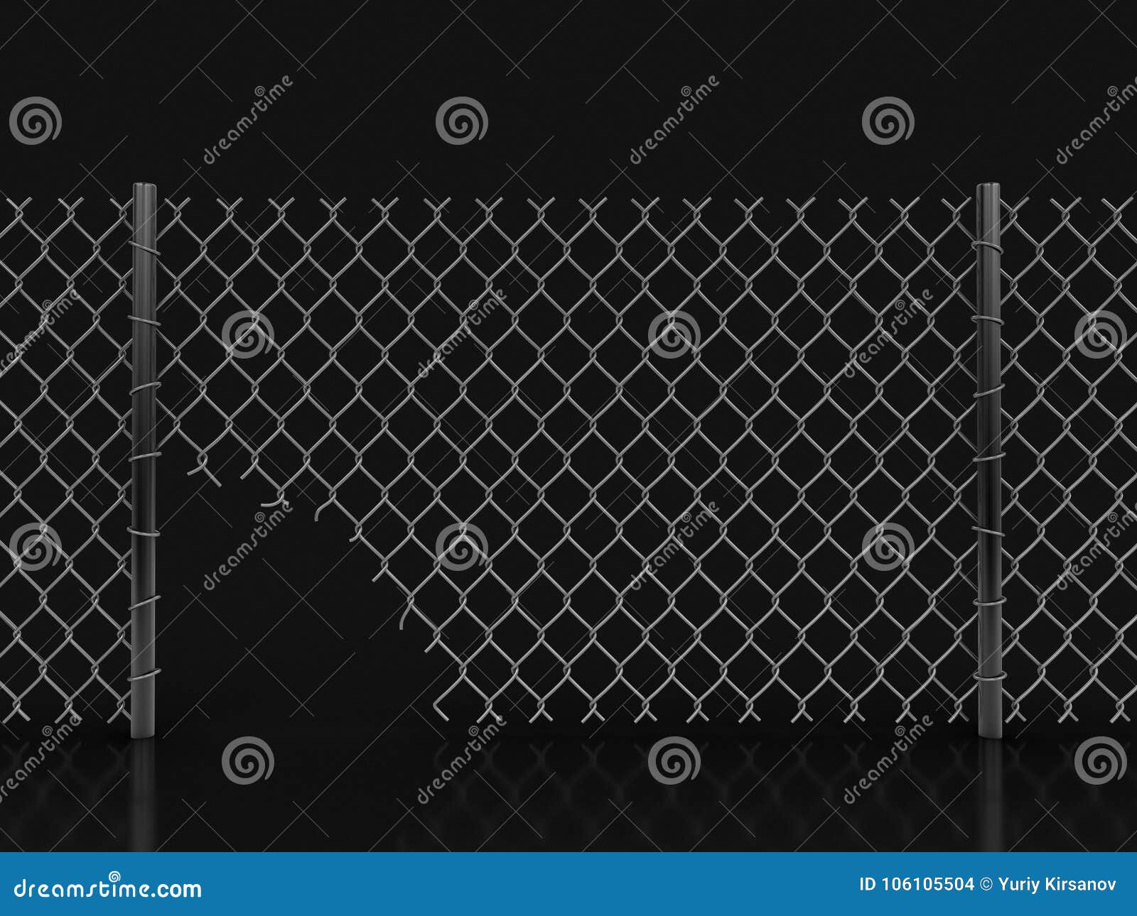 Chainlink fence with hole stock illustration. Illustration of cage ...