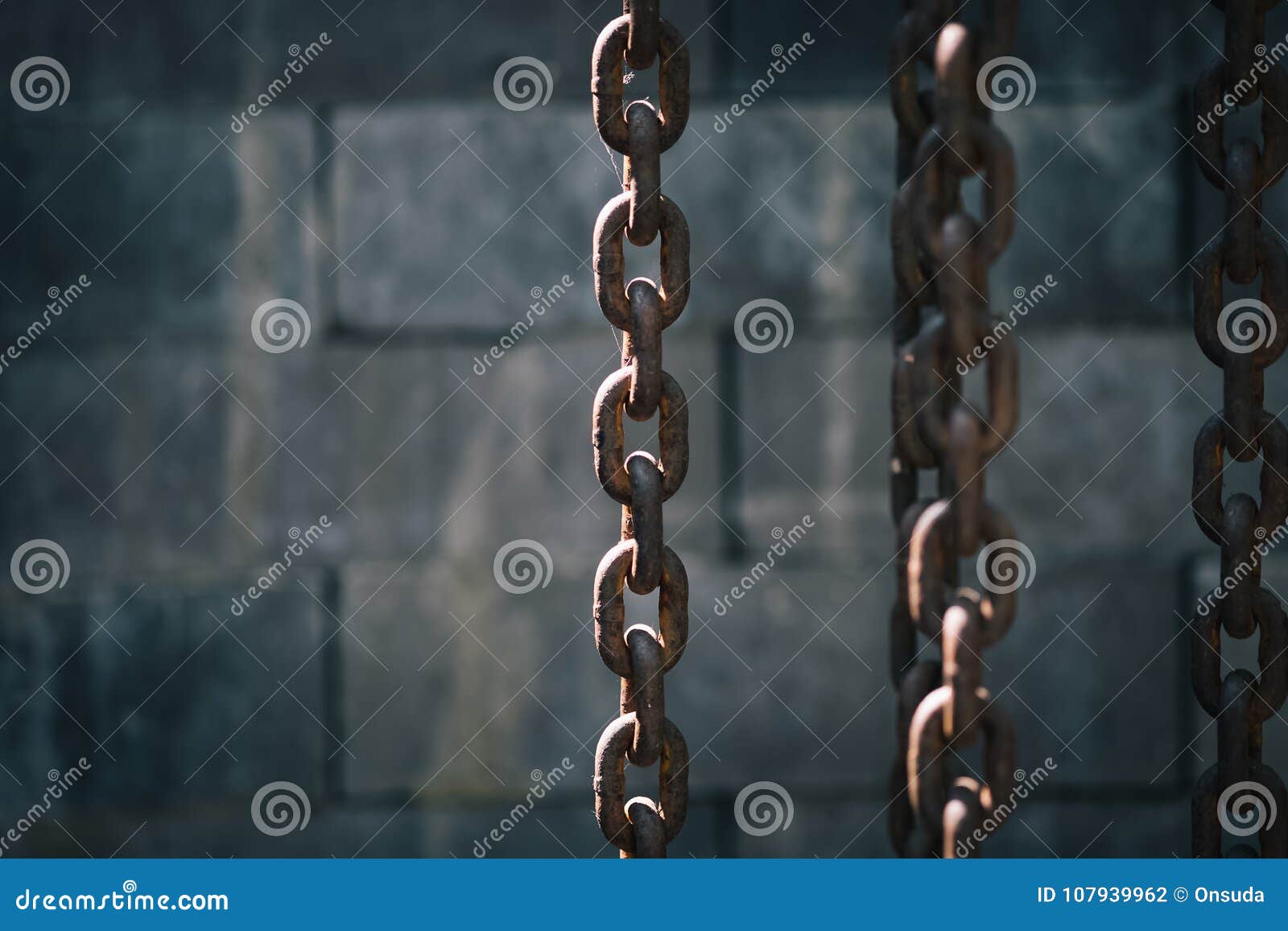 Chains on Black Brick Background Stock Photo - Image of rust, steel ...