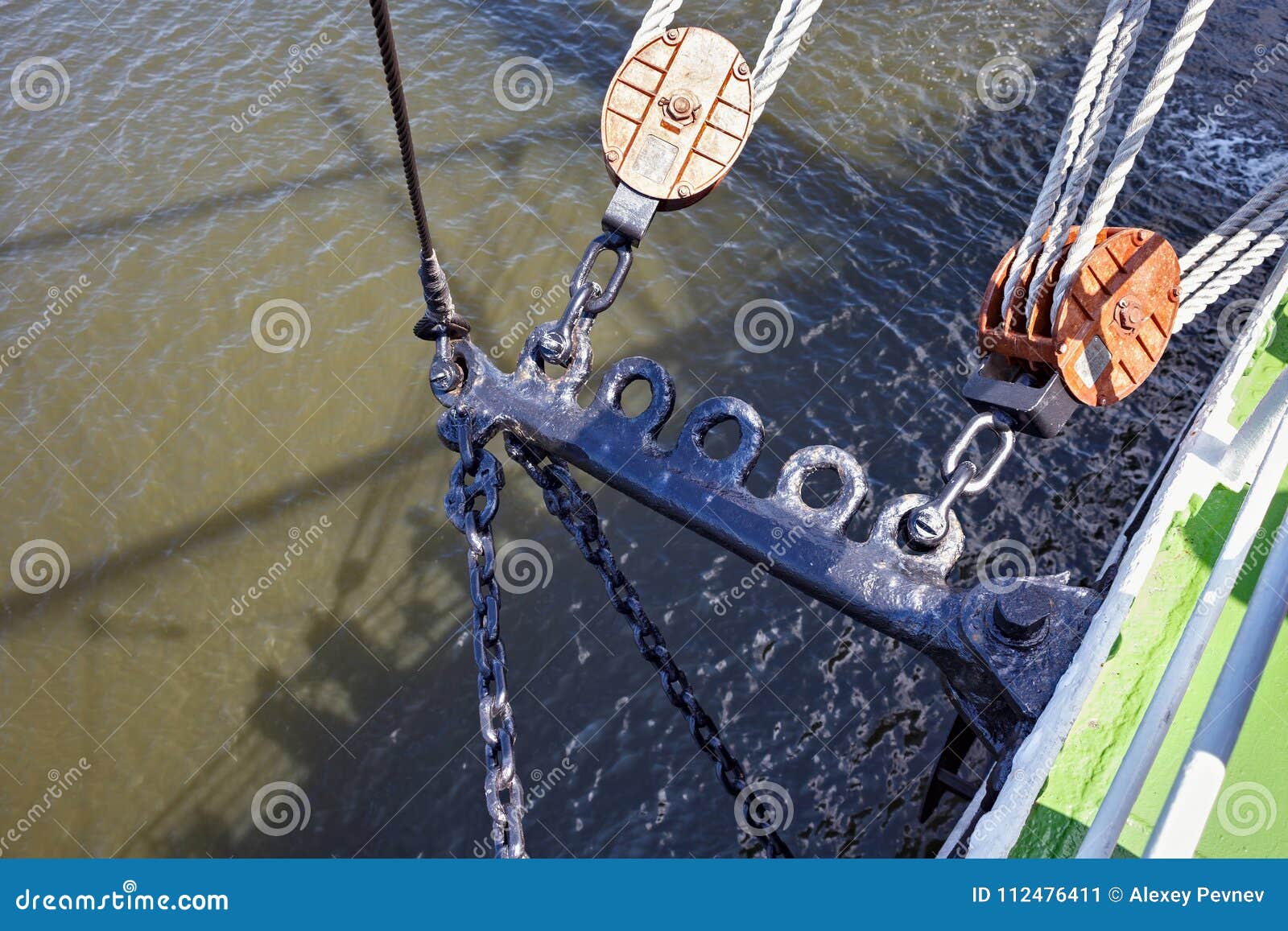 Chains and Blocks As Part of Rigging. Stock Image - Image of metal ...