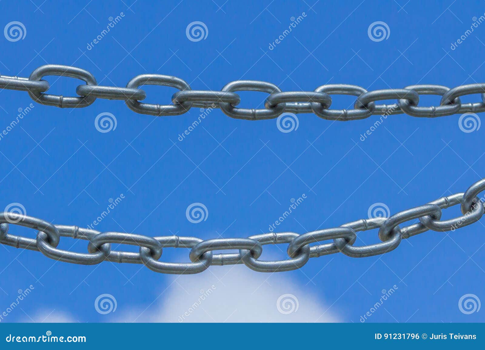 Chains on a Blue Sky Background Stock Photo - Image of perspective ...