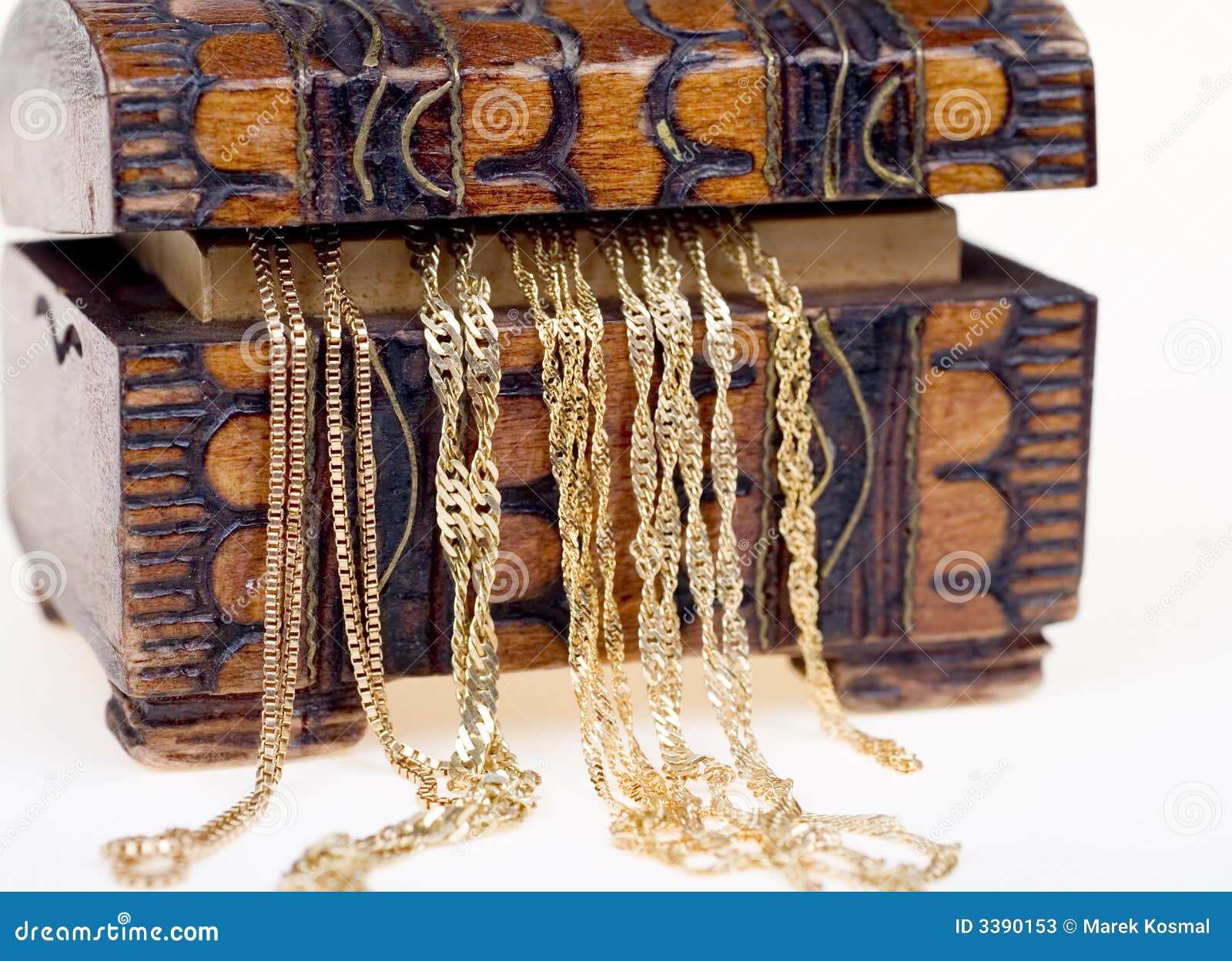 Chains on box stock image. Image of jewelry, gild, ornament - 3390153