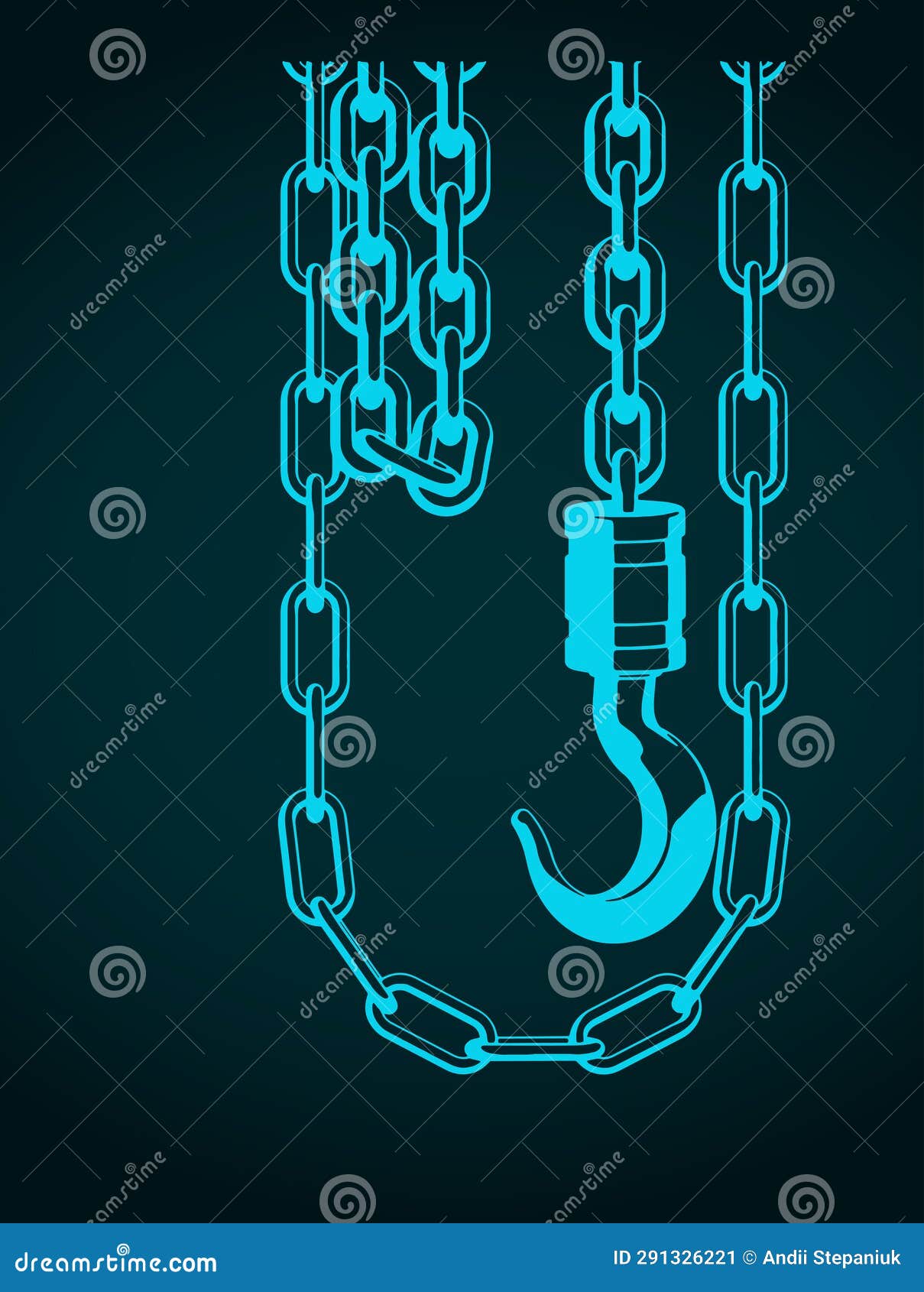 Chains and crane hook stock illustration. Illustration of mechanism ...