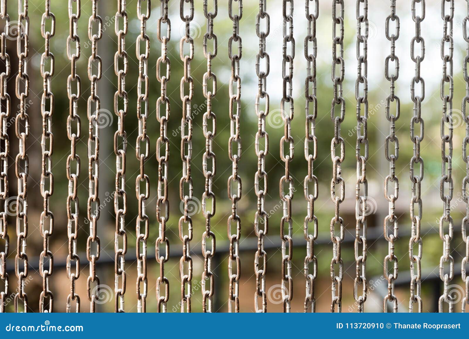 Chains curtain for safty. stock photo. Image of abstract - 113720910