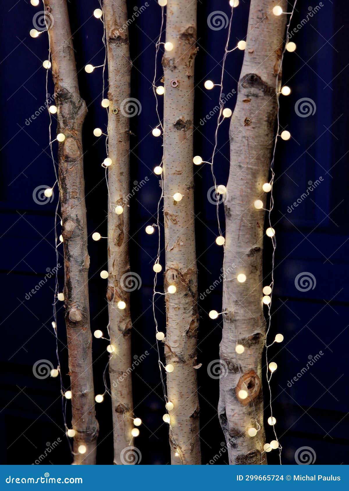 Chains of Light on a Dark Blue Background Resemble a Starry Sky at ...