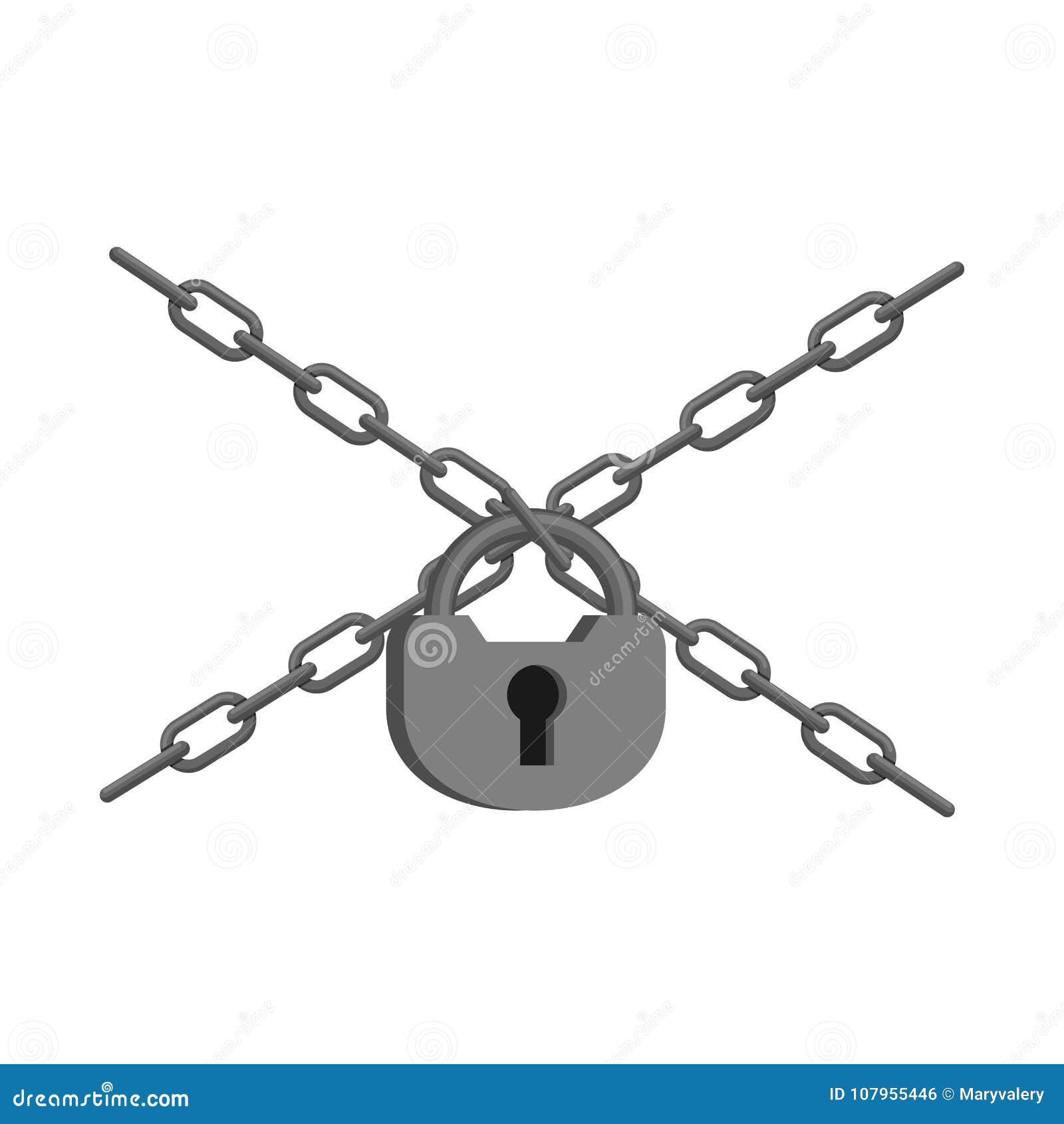Chains and Lock Isolated. Protection Concept Stock Vector ...