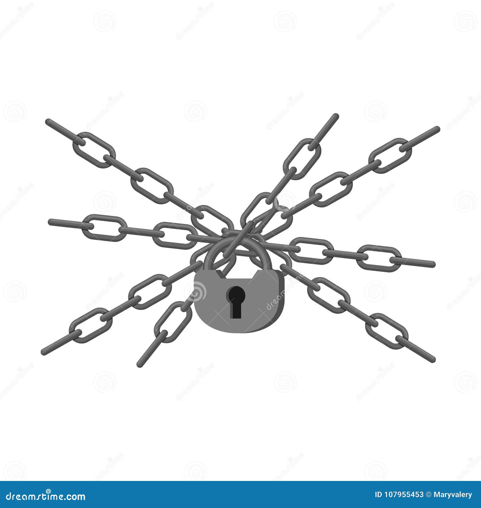 Chains and Lock Isolated. Protection Concept Stock Vector ...