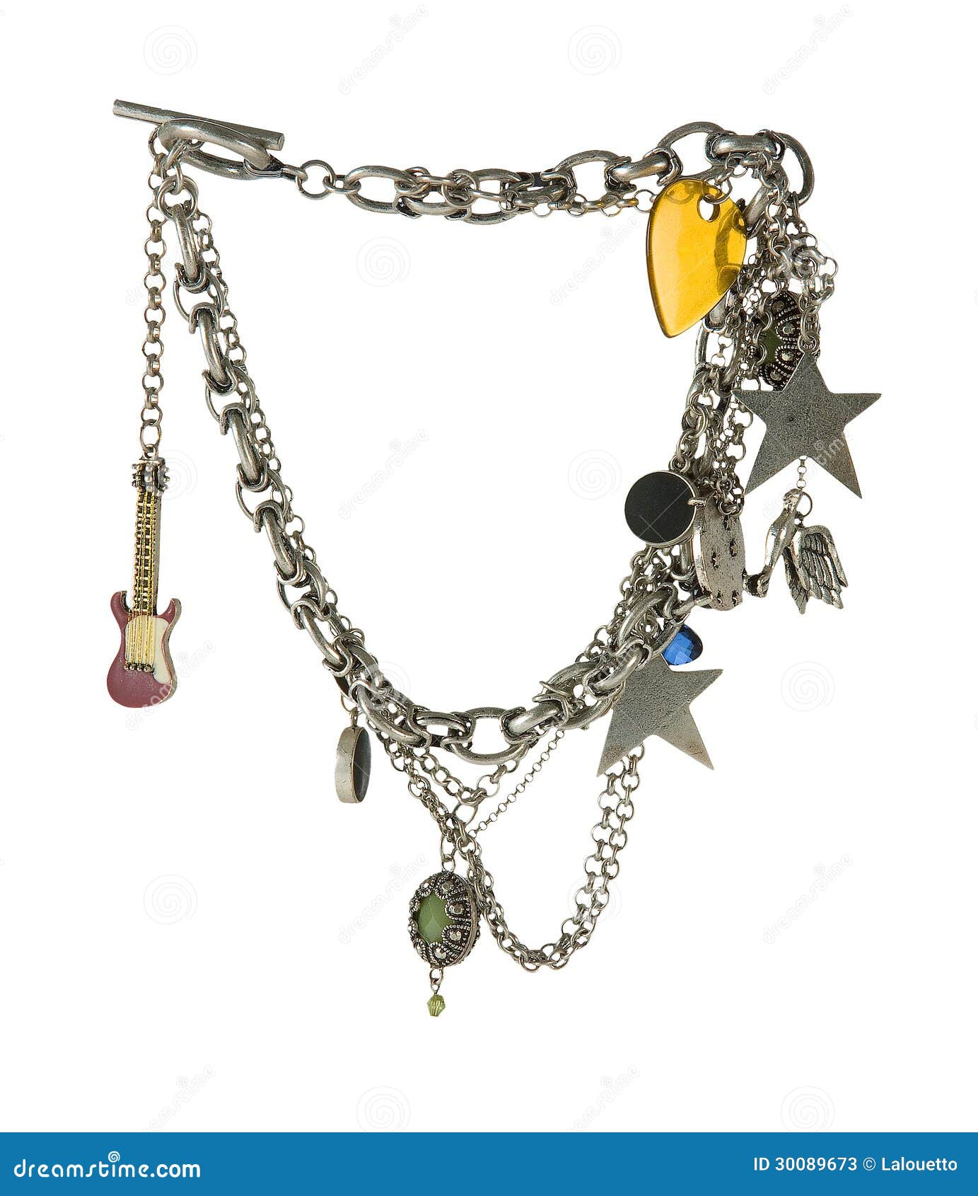 Chains Necklace with Lots of Pendants Stock Image - Image of black ...