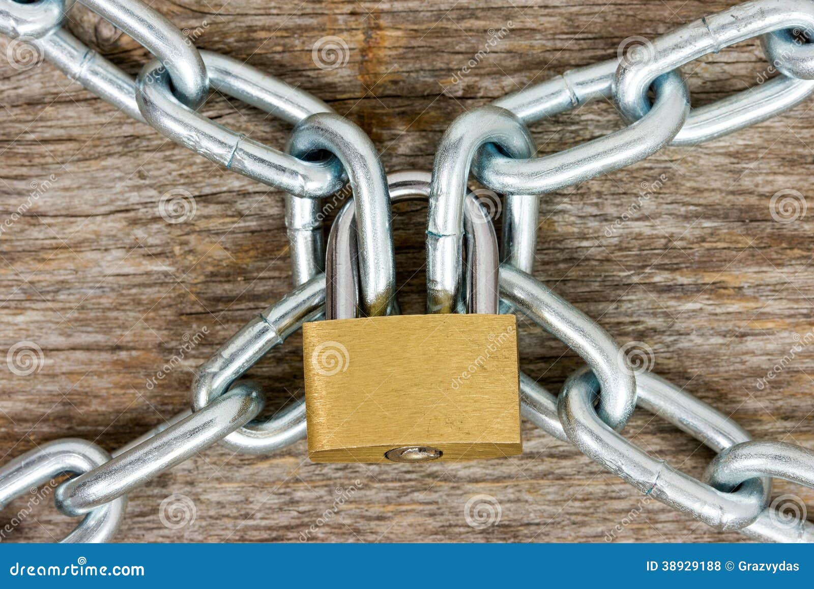 Chains and Padlock on the Wooden Background Stock Photo - Image of ...