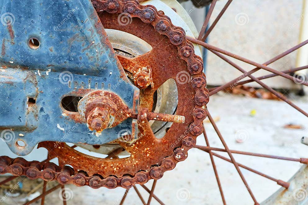 Chains and Rear Wheels, Old Motorcycles with Rust Stock Image - Image ...
