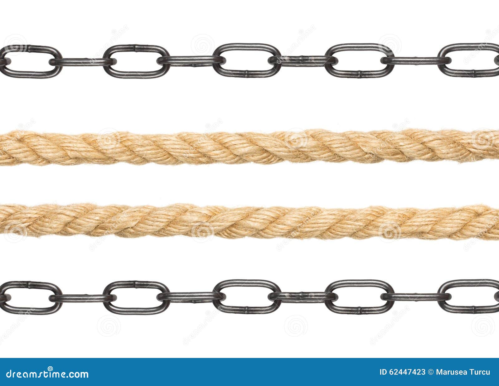 Chains with rope on white stock image. Image of outdoor - 62447423