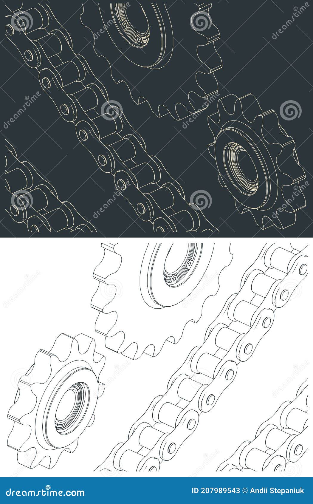 Chains and Sprockets Drawings Stock Vector - Illustration of drive ...