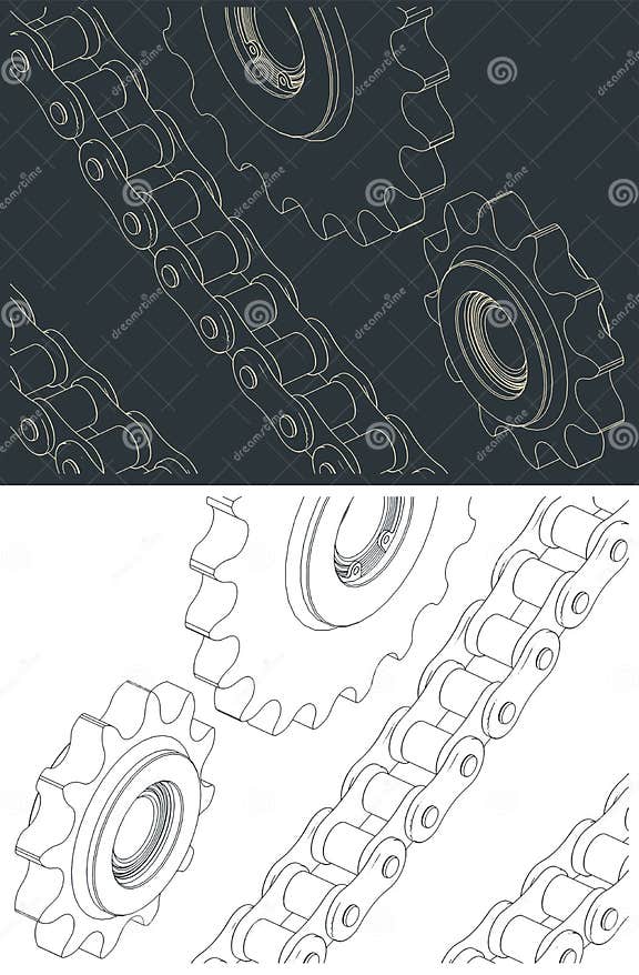 Chains and Sprockets Drawings Stock Vector - Illustration of drive ...