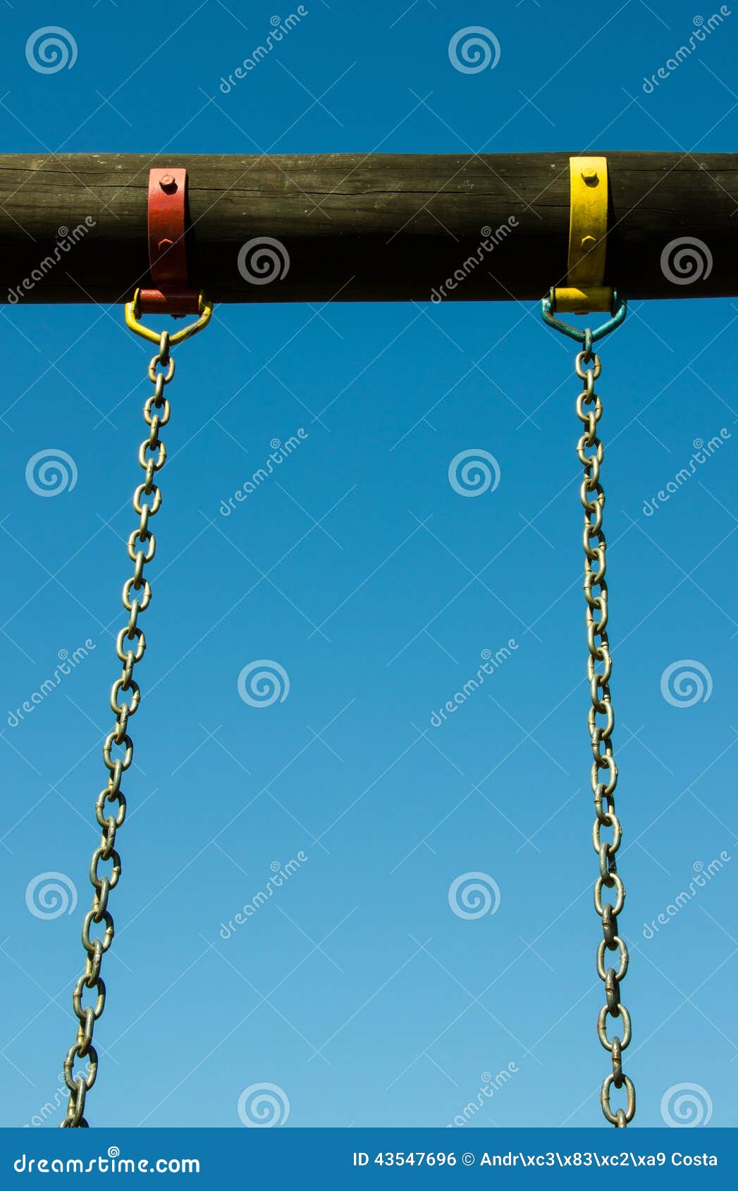 Chains Swing Attached Do a Wood Log Stock Photo - Image of play, chain ...