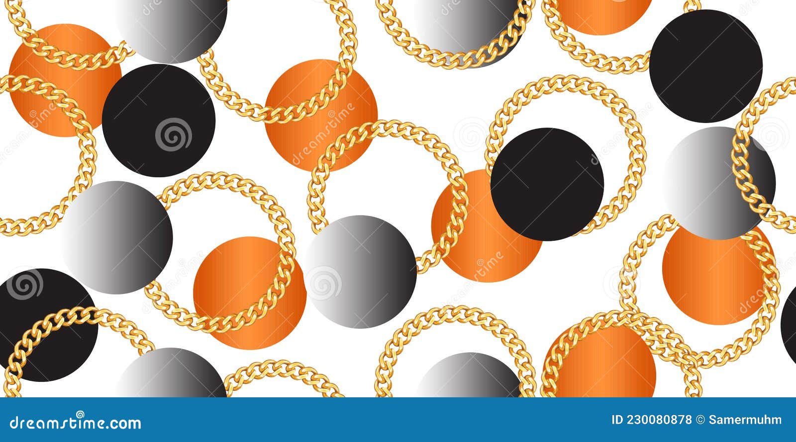 Seamless Pattern of Golden Chains and Colored Circles, Ready for ...