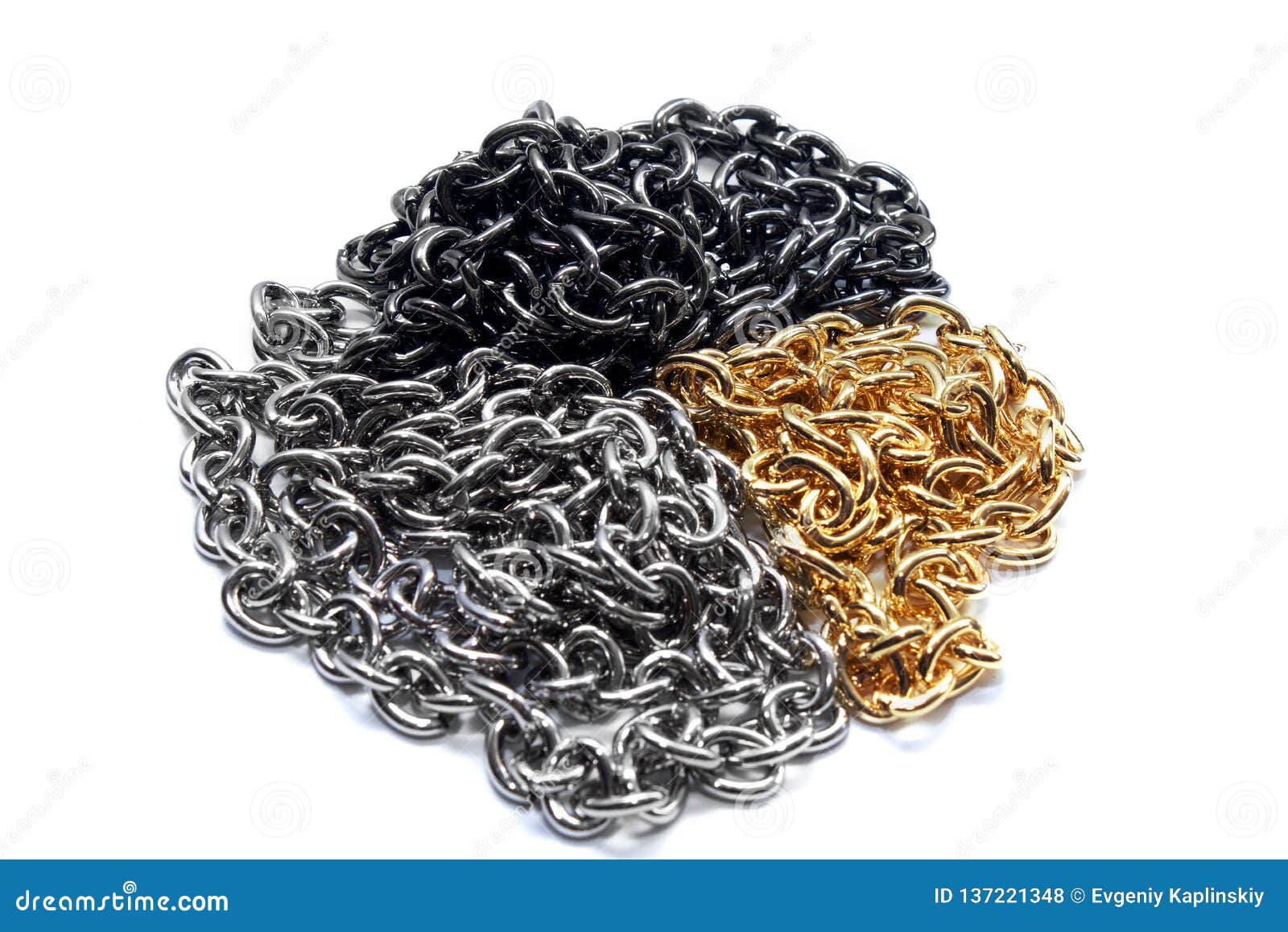 Shiny Chains Connecting Gates On A Metal Fence Stock Photo ...