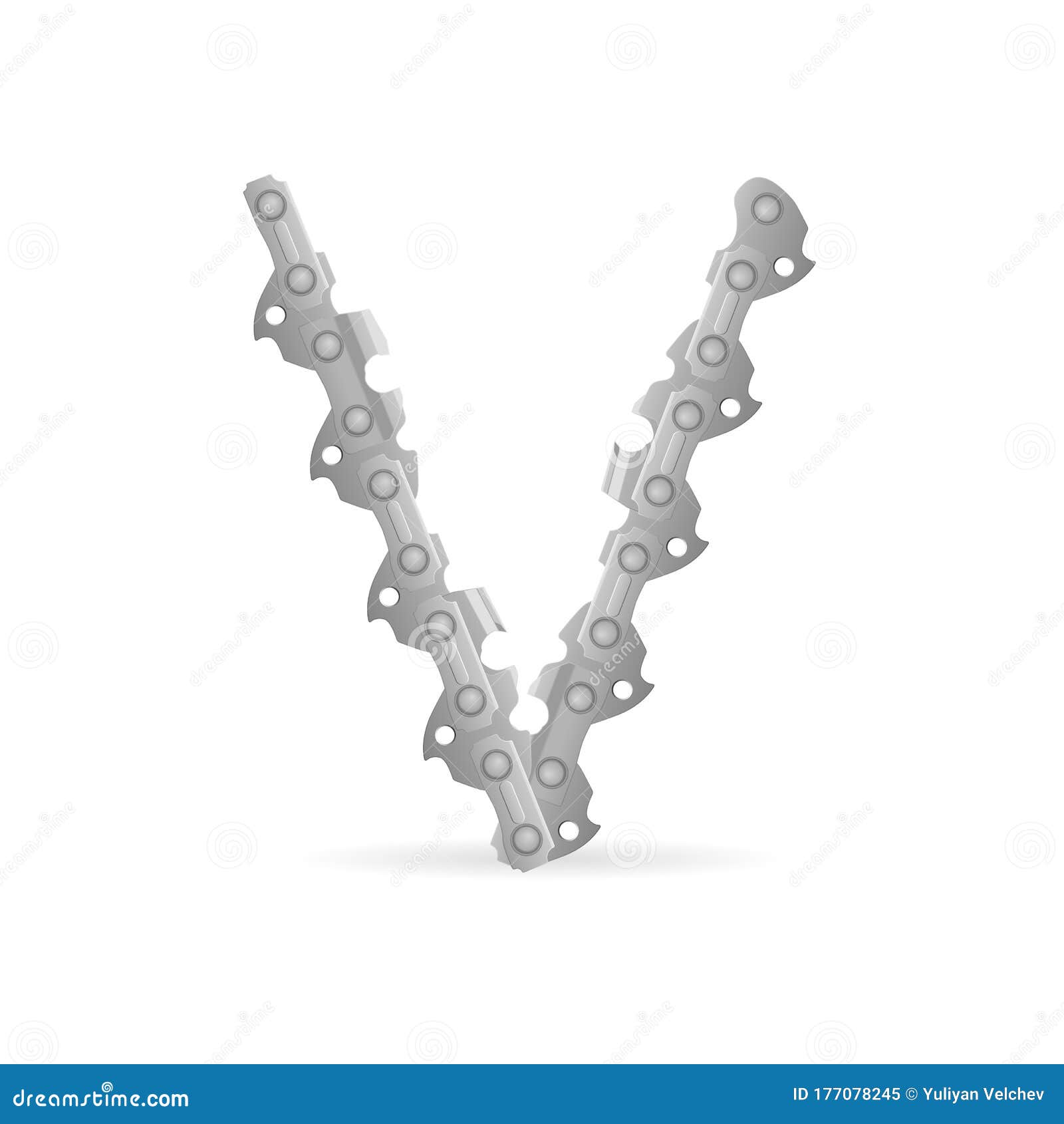 Chainsaw chain letter V stock vector. Illustration of type - 177078245