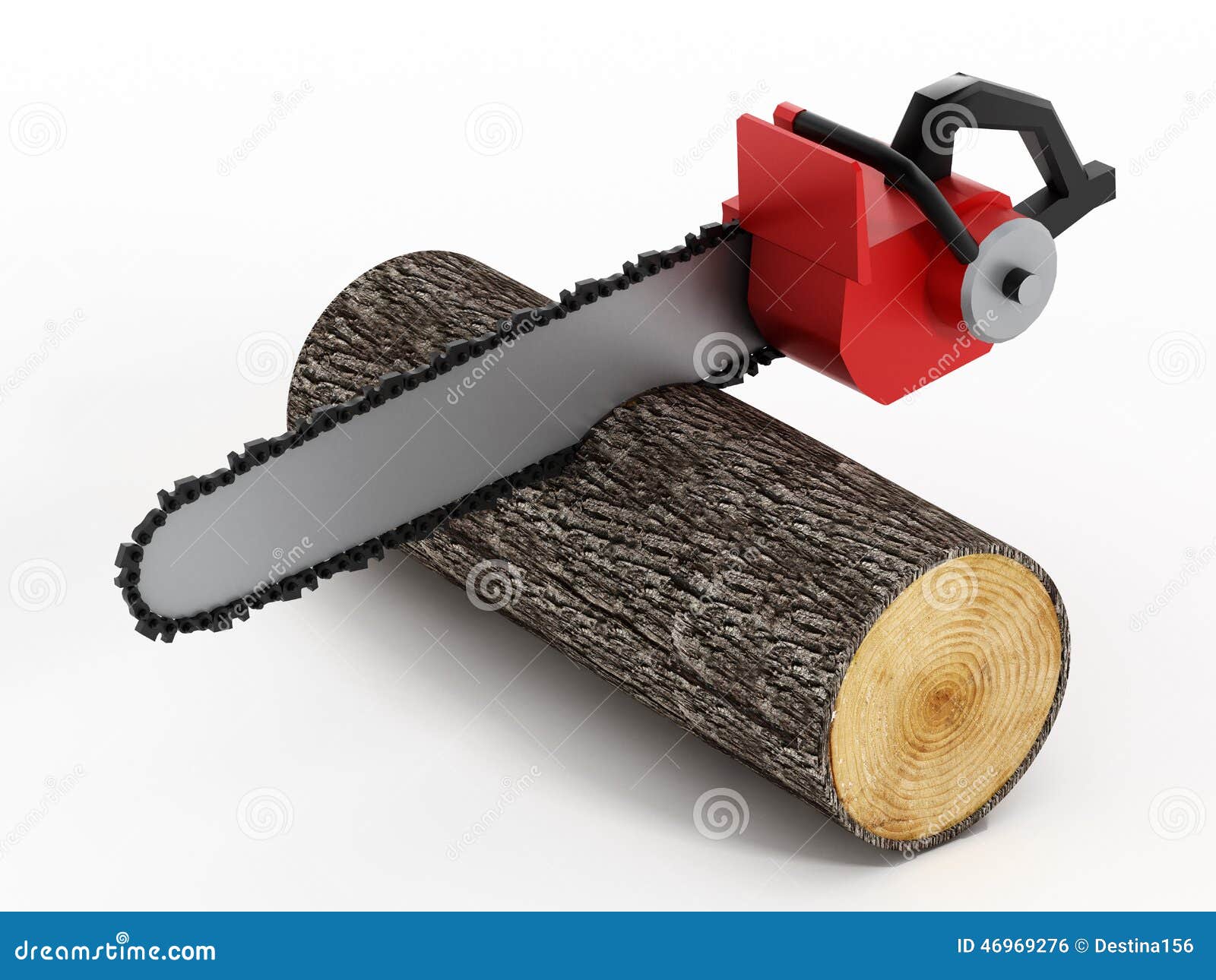 Chainsaw Cutting Timber Log Stock Illustration - Illustration of object ...