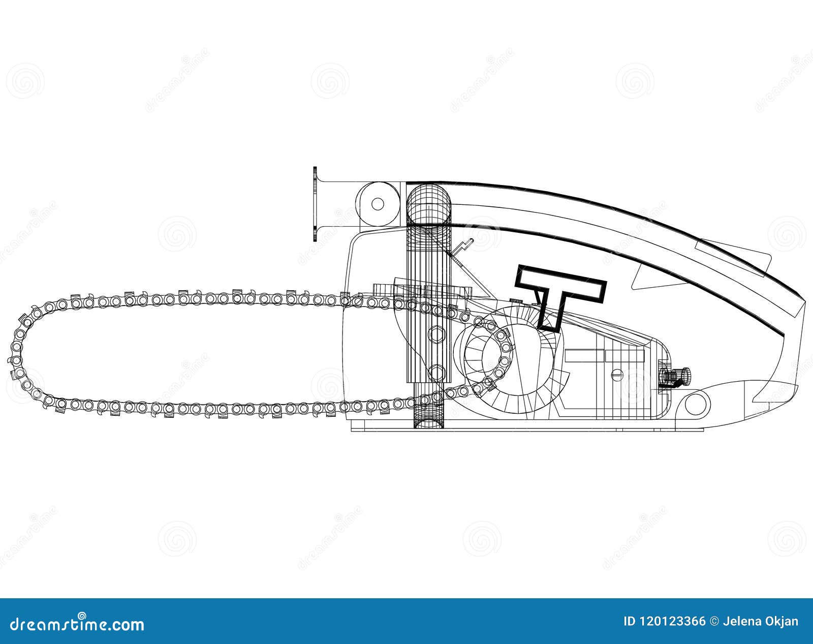 Chainsaw Design Architect Blueprint - Isolated Stock Illustration ...