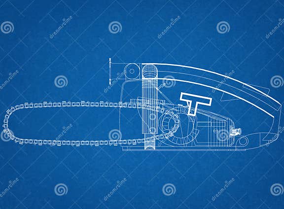 Chainsaw Design Architect Blueprint Stock Image - Image of industrial ...