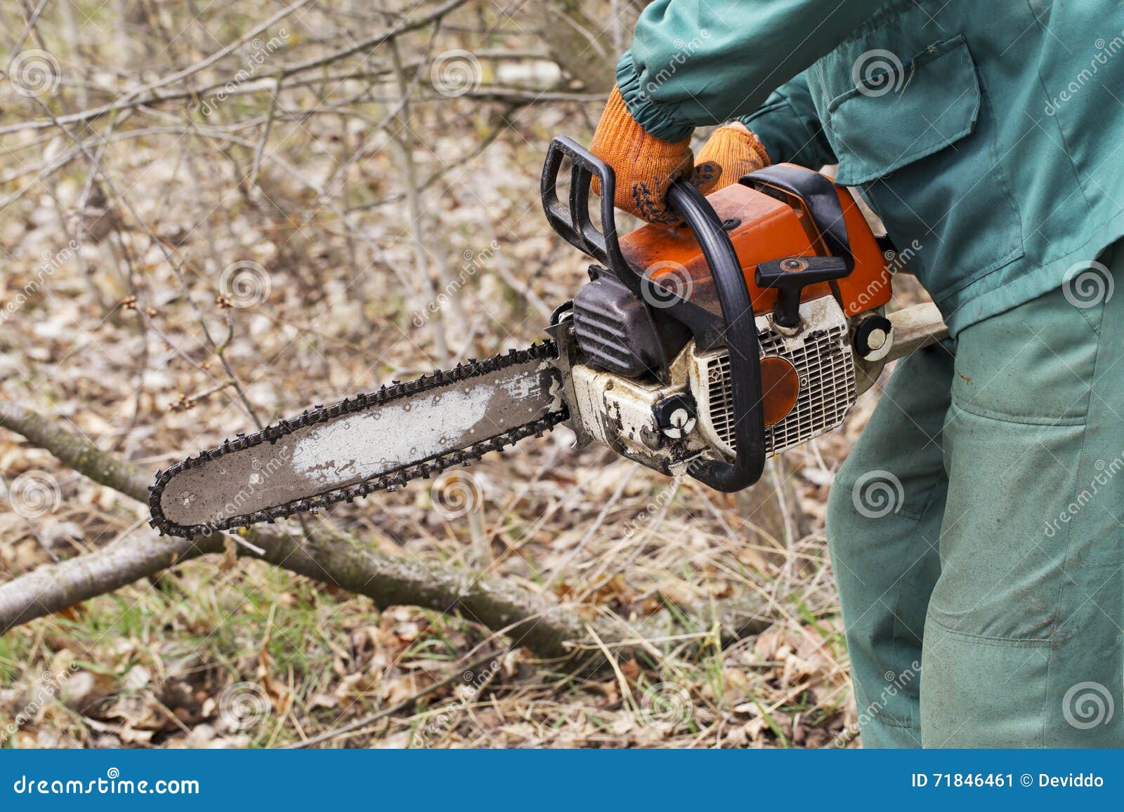 Chainsaw in a hands stock image. Image of lumberjack - 71846461