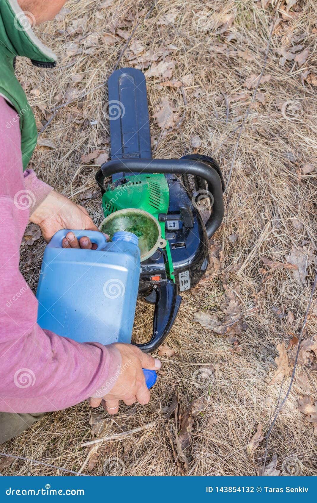 Chainsaw Refueling with Gasoline and Oil Stock Photo - Image of ...