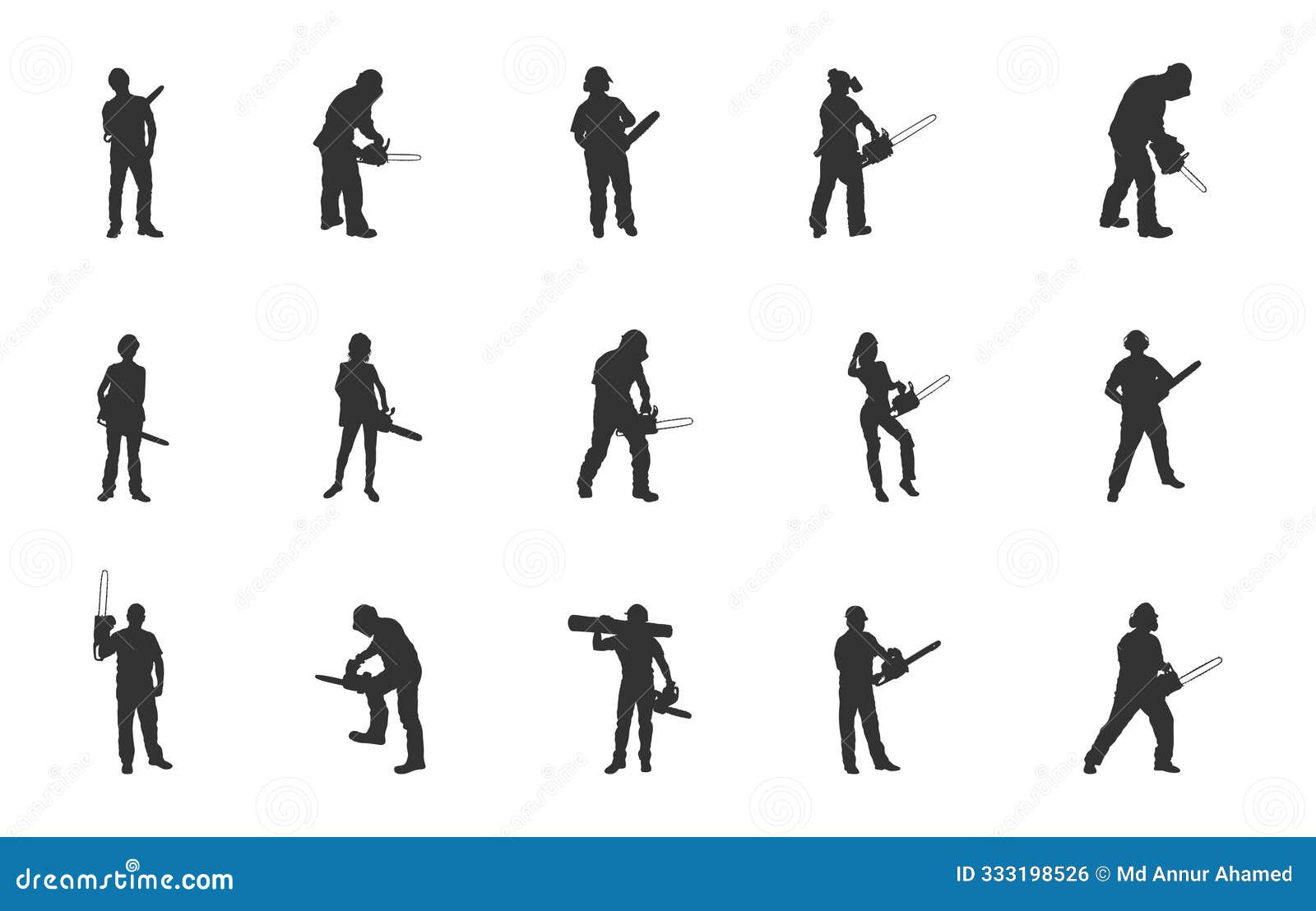 Chainsaw Worker Silhouette, Worker Using Chainsaw Silhouette Stock ...