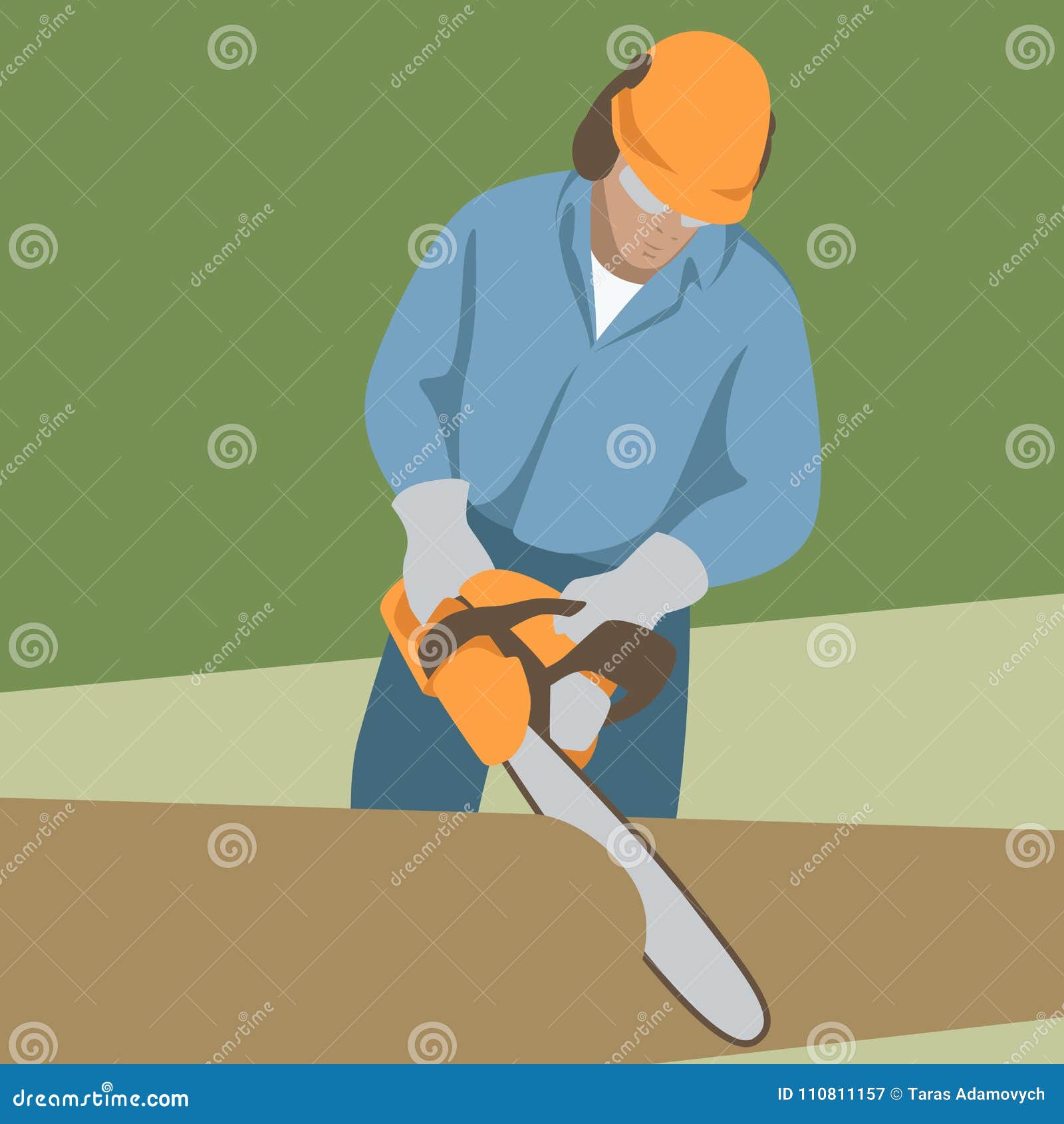 Chainsaw Worker Vector Illustration Flat Style Front Stock Vector ... Chainsaw Worker Vector Illustration Flat Style Front Stock Vector ...