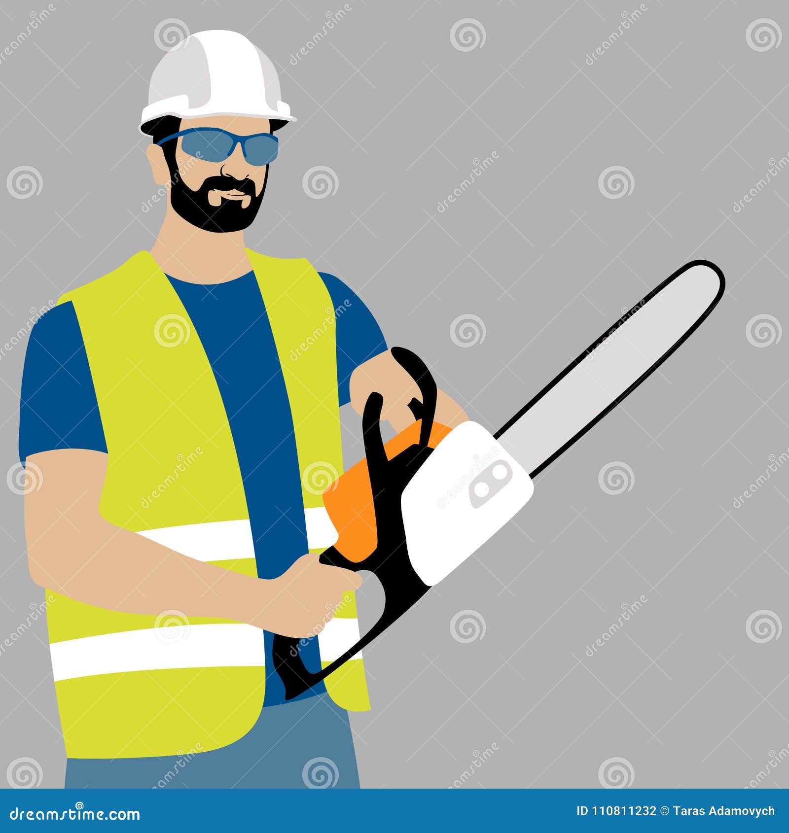 Chainsaw Worker Vector Illustration Flat Style Front Stock Vector ... Chainsaw Worker Vector Illustration Flat Style Front Stock Vector ...