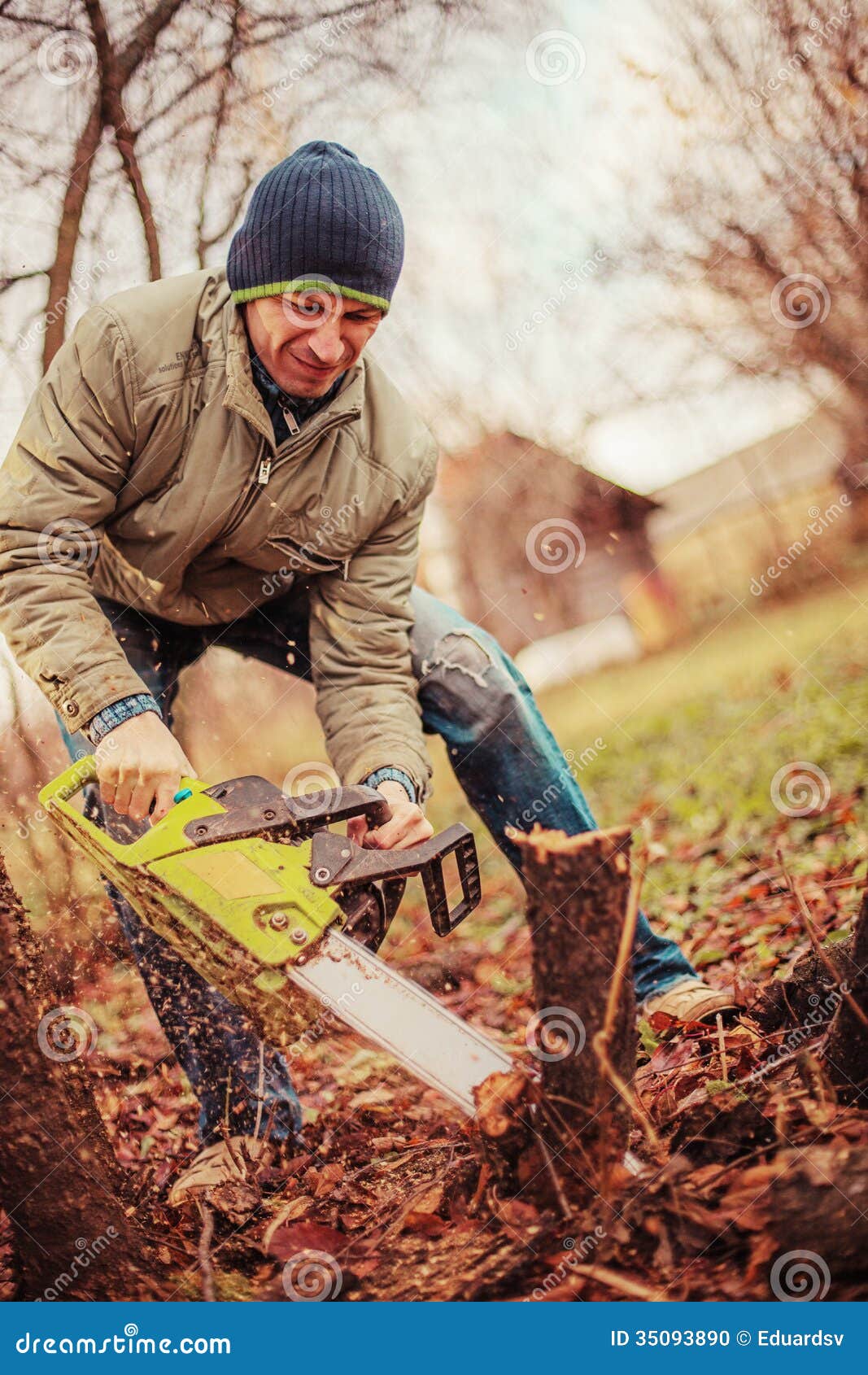 Chainsaw. stock photo. Image of safety, lumberjack, tree - 35093890