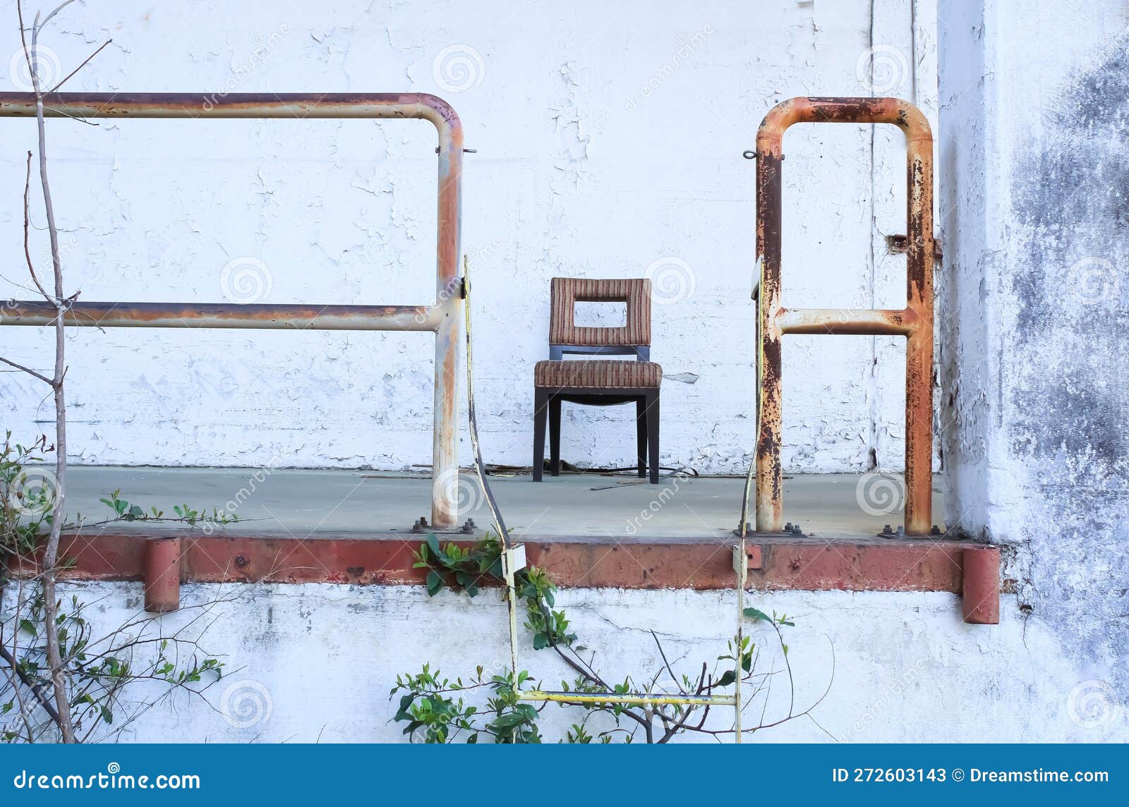 Chair Against Wall stock image. Image of concrete, pattern - 272603143