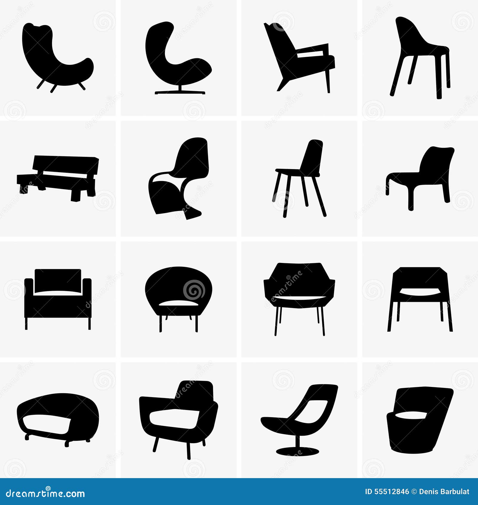 Chair stock vector. Illustration of armchair, icon, chair - 55512846