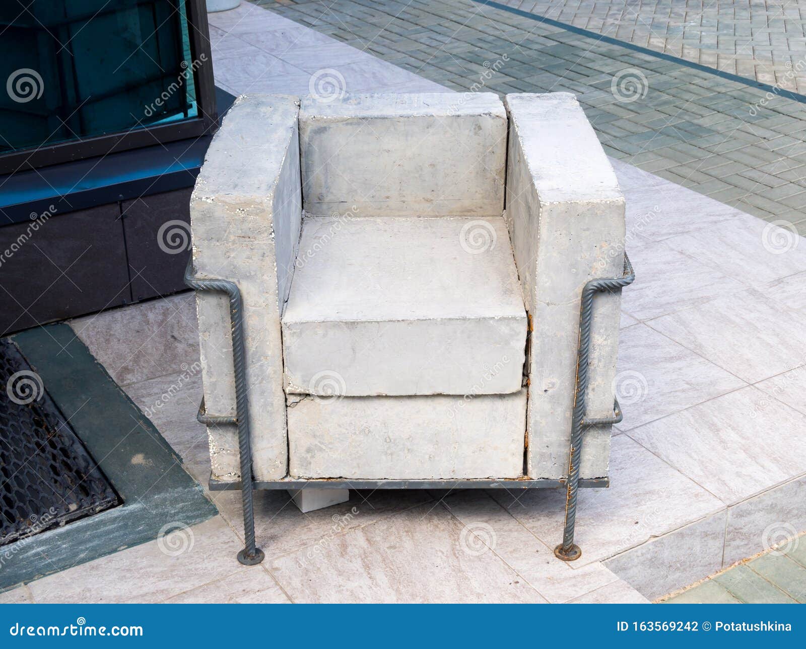 The Chair of Concrete Blocks and Rebar Stock Photo - Image of niche ...