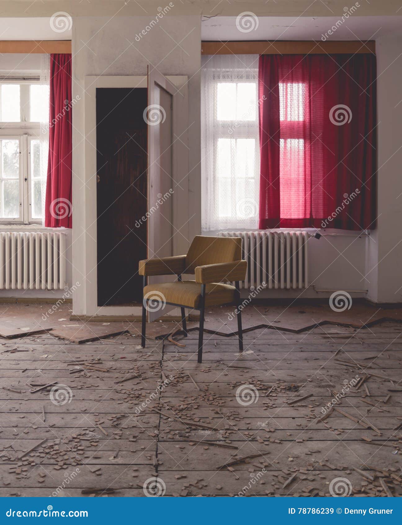 Chair in a Dilapidated Room Stock Image - Image of forgotten ...