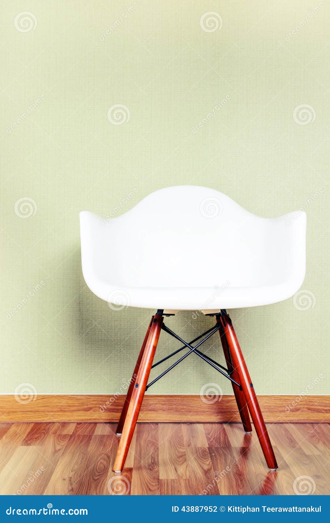 Chair in Empty Room Against a Green Wall Stock Photo - Image of stool ...