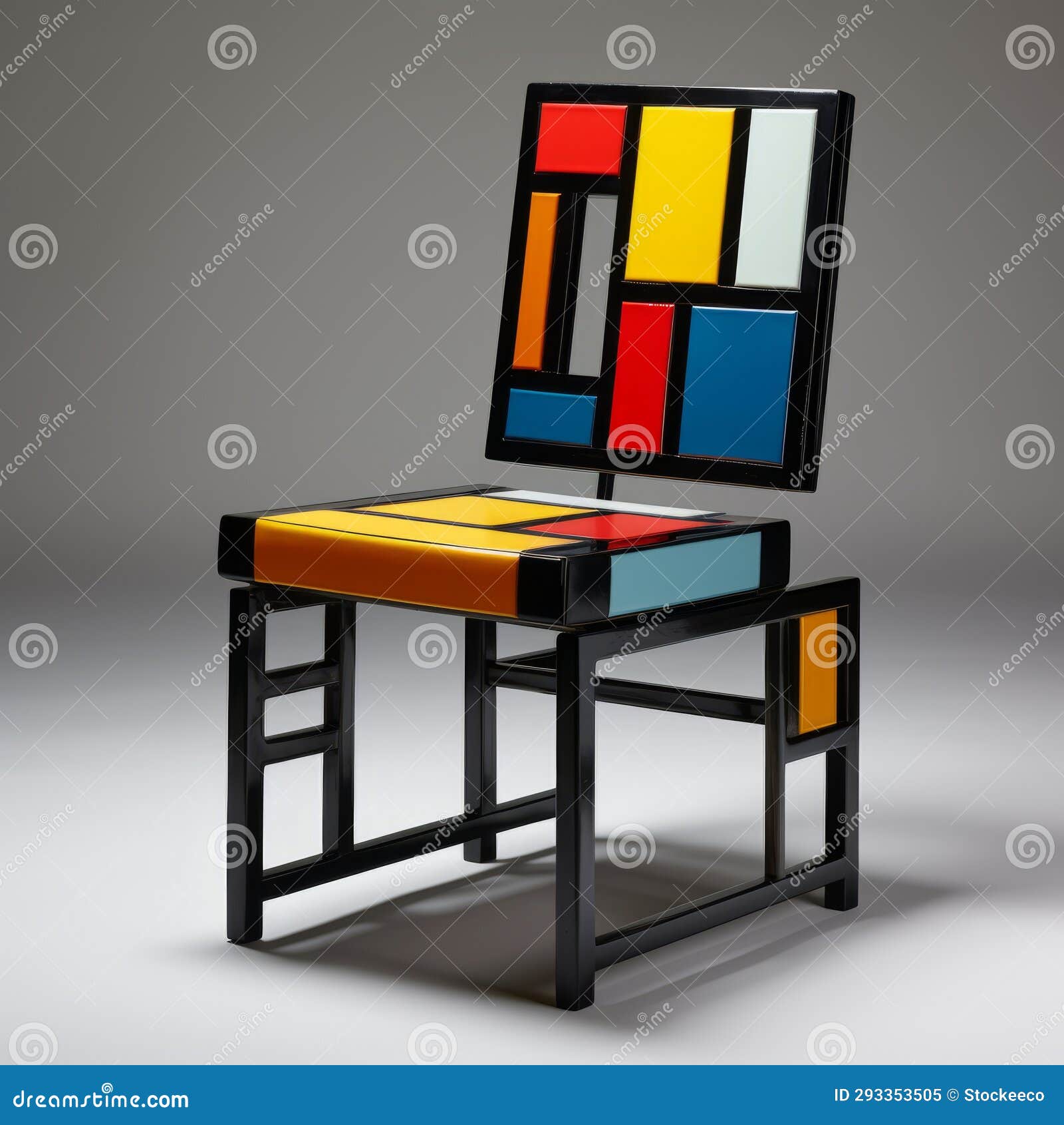 Modern Mondrian Chair with Colored Squares Stock Illustration ...