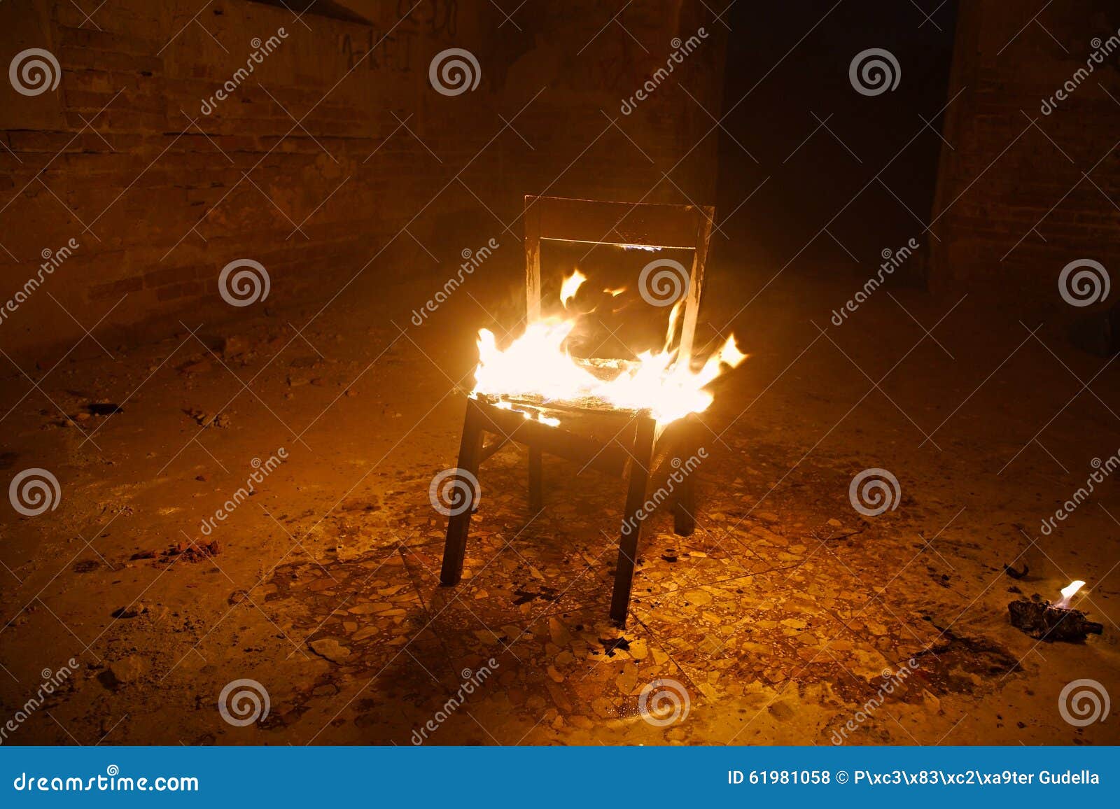 Chair on fire stock photo. Image of inferno, building - 61981058