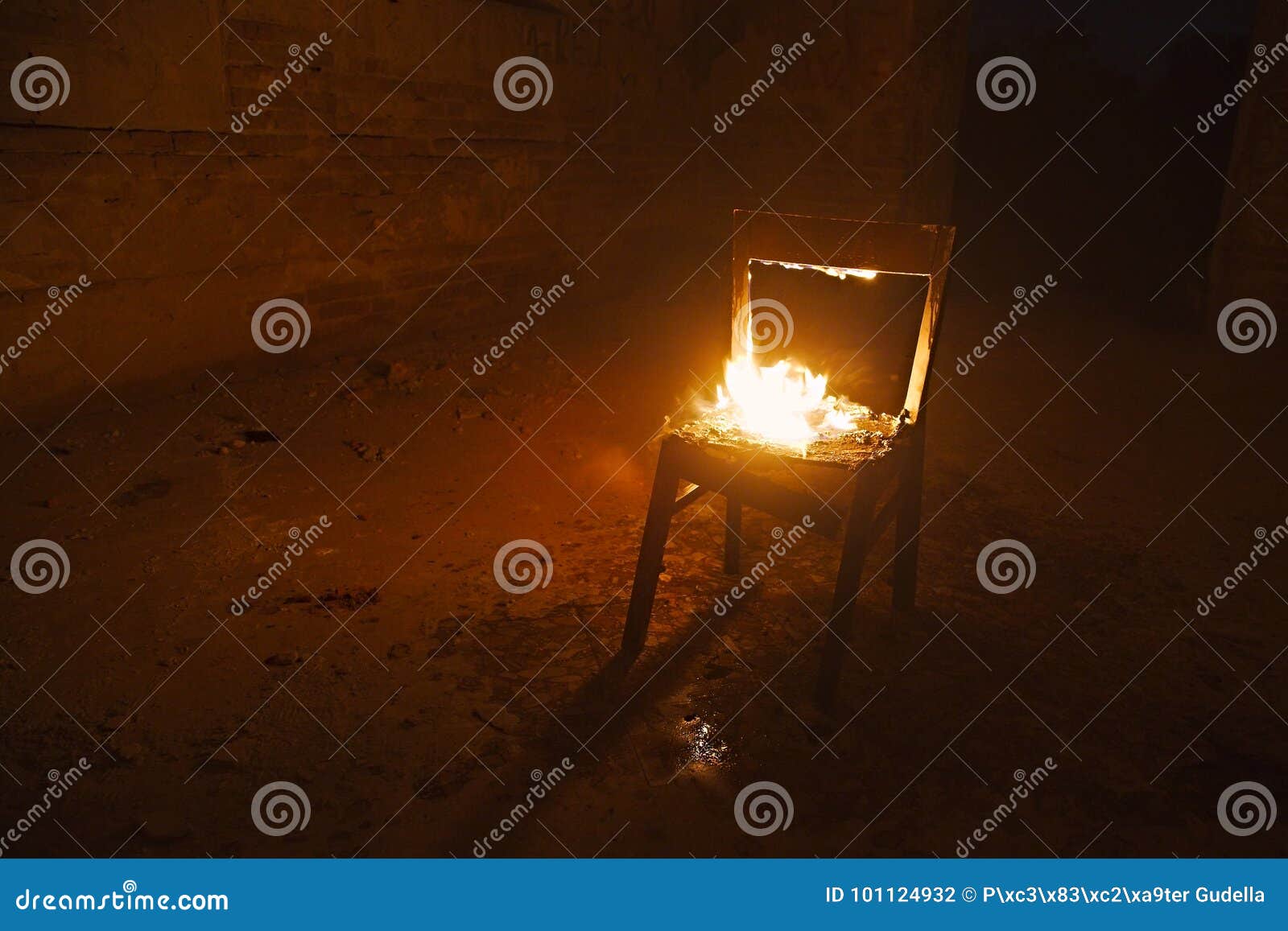 Chair on fire stock photo. Image of empty, fiery, furniture - 101124932